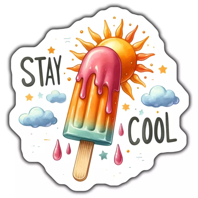 Vibrant Stay Cool Summer Popsicle Sticker, Fun Vinyl Decal For Water ...