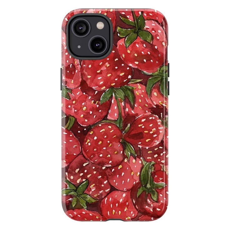Vibrant Strawberry Watercolor Phone Case, Red Fruit Summer Aesthetic ...