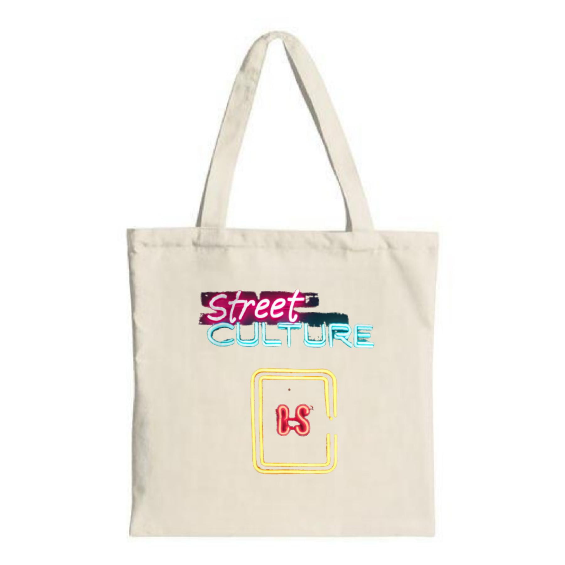 Vibrant " Street Culture " Tote Bag with bold red " HS " perfect for ...