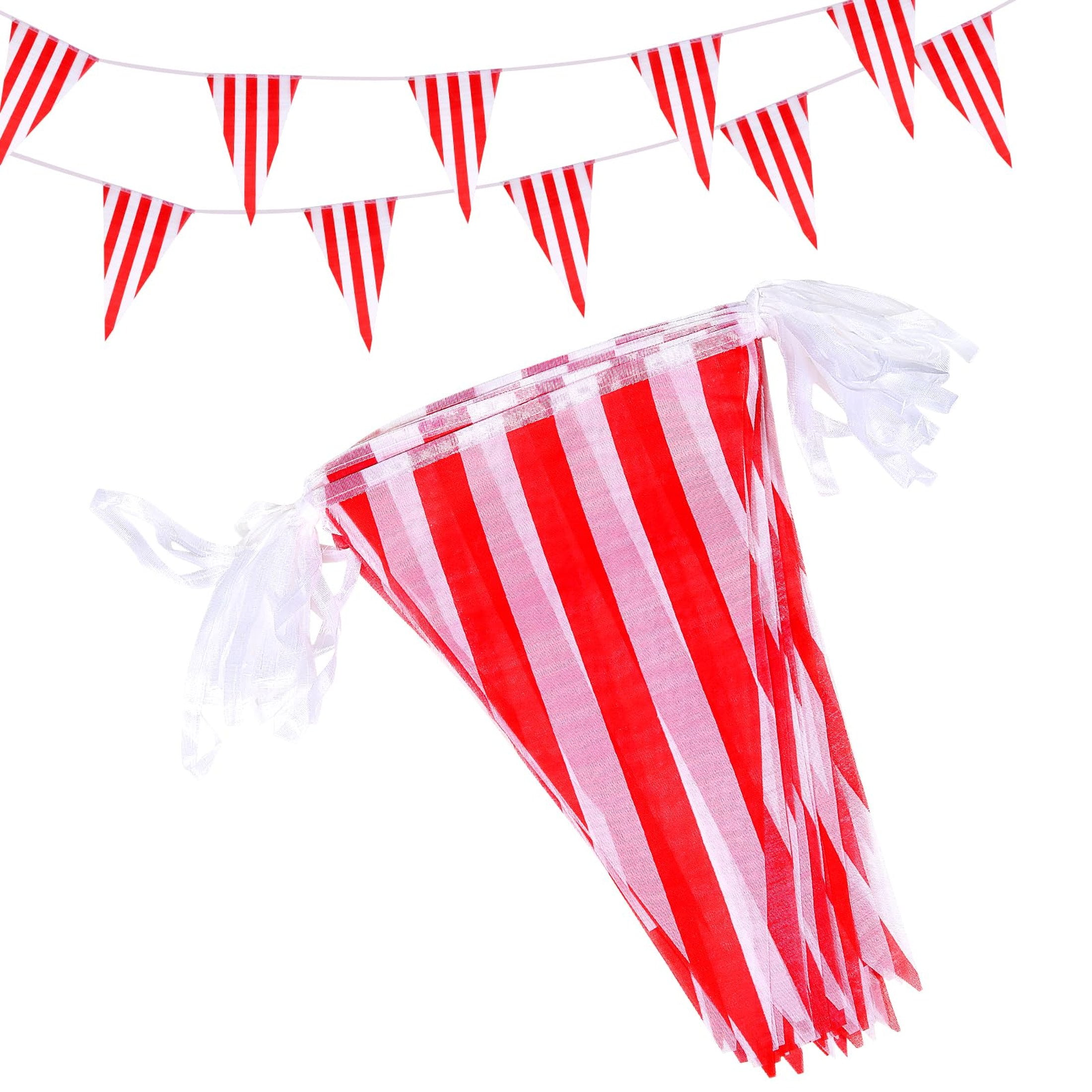 Vibrant Stripe Pennant Banners - 177 Feet of Red and White Triangle ...