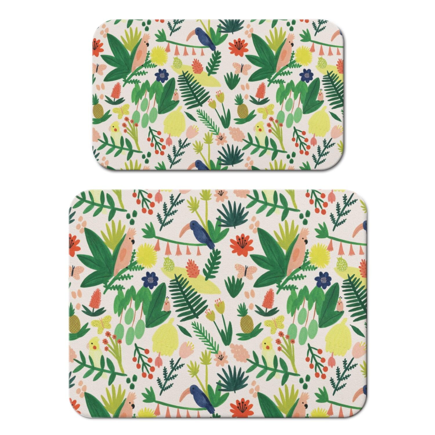 Vibrant Summer Coffee Mat, Absorbent Palm Leaf Drying Pad with Diatom ...