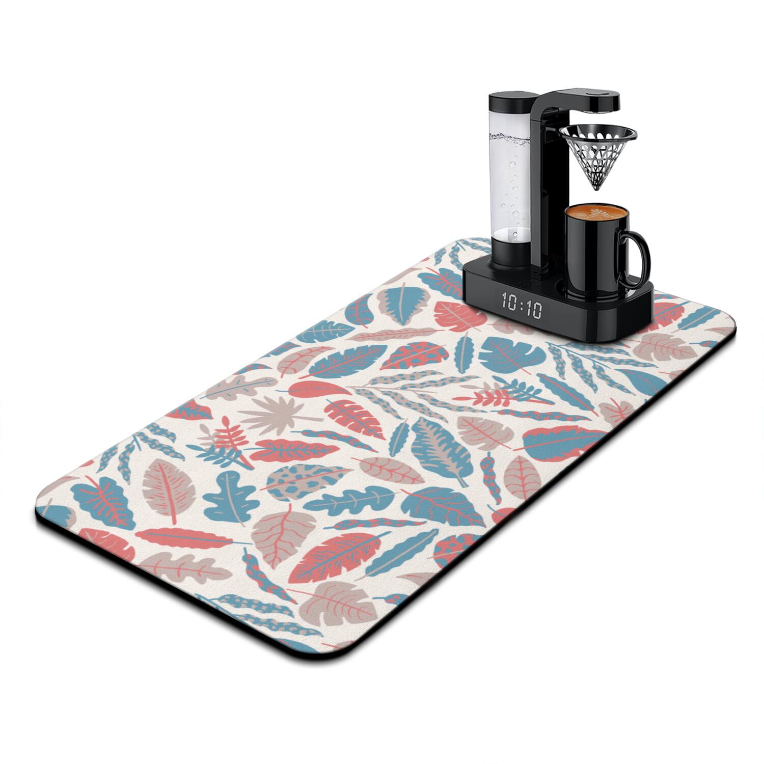Vibrant Summer Coffee Mat, Absorbent Palm Leaf Drying Pad with Diatom ...