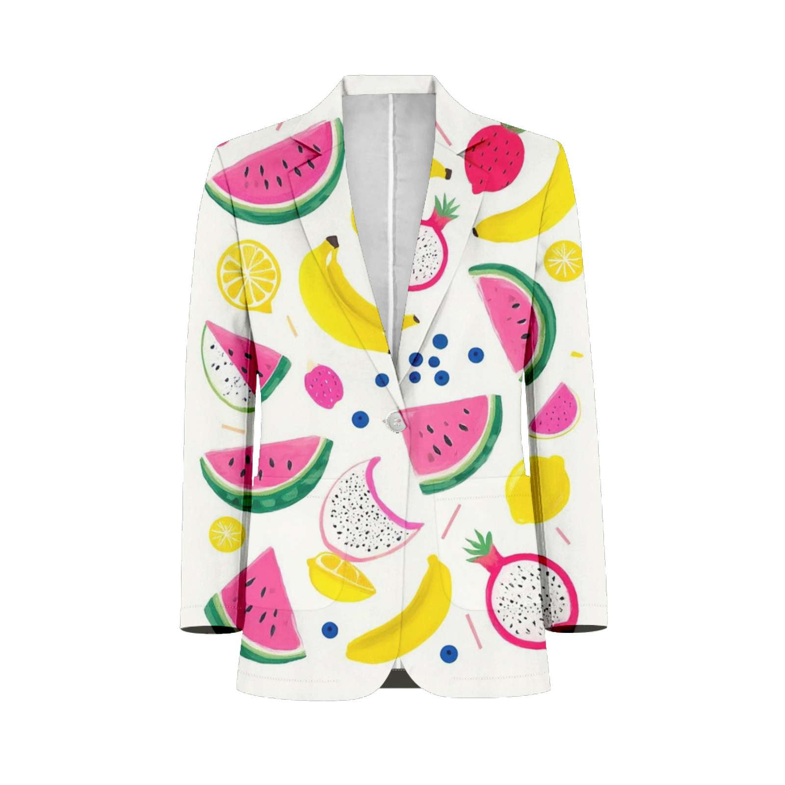 Vibrant Summer Fruit Pattern Design Mens Suits Shawl Collar Slim Fit ...