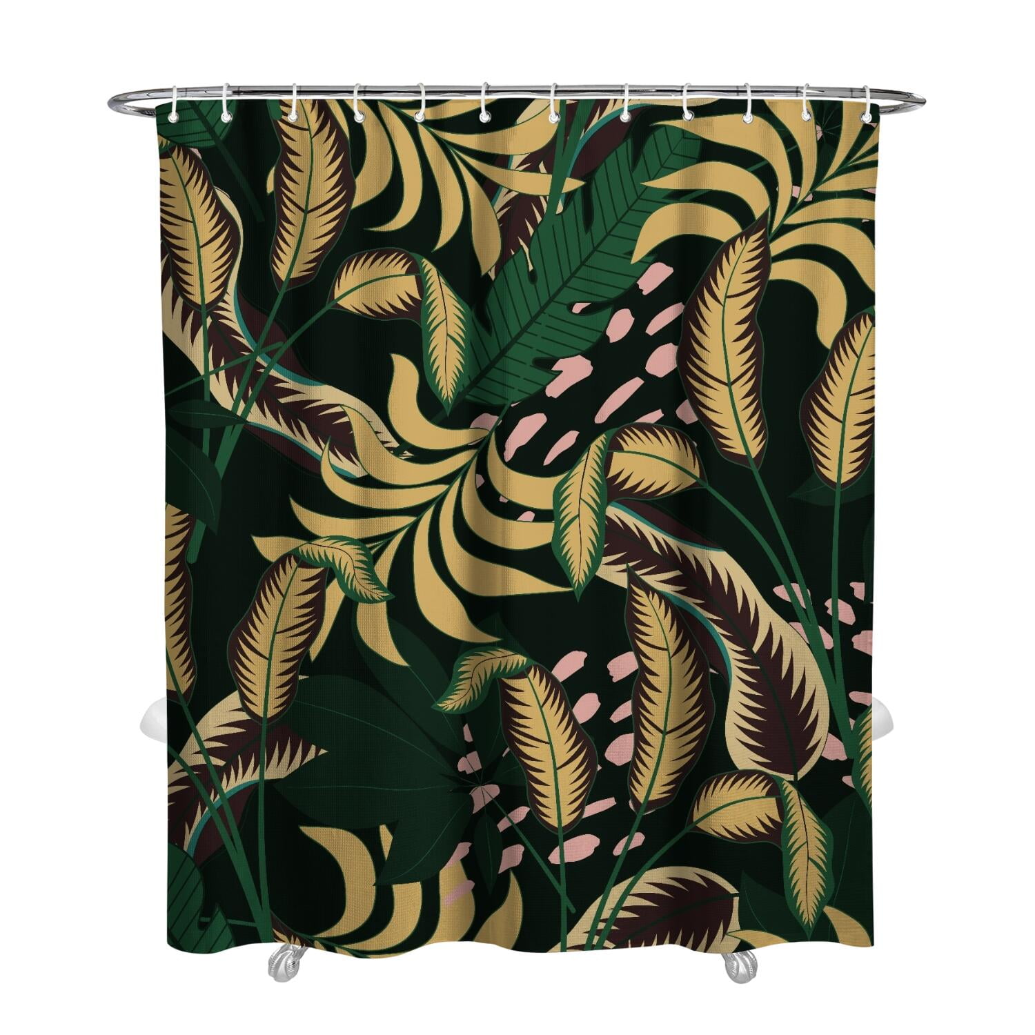 Vibrant Summer Shower Curtain, Palm Leaf and Hawaiian Floral Jungle ...