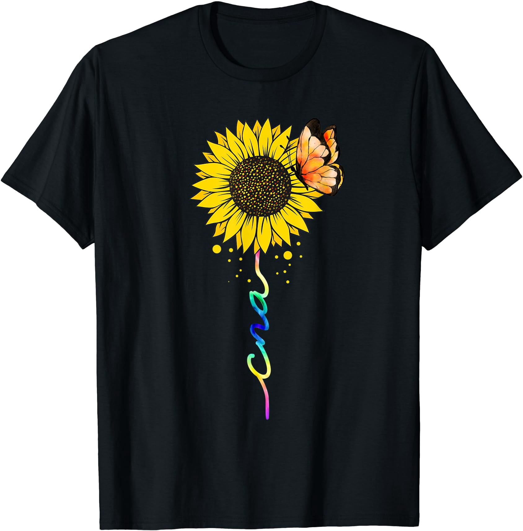 Vibrant Sunflower Butterfly Design T-Shirt for CNA Nurses - Perfect ...