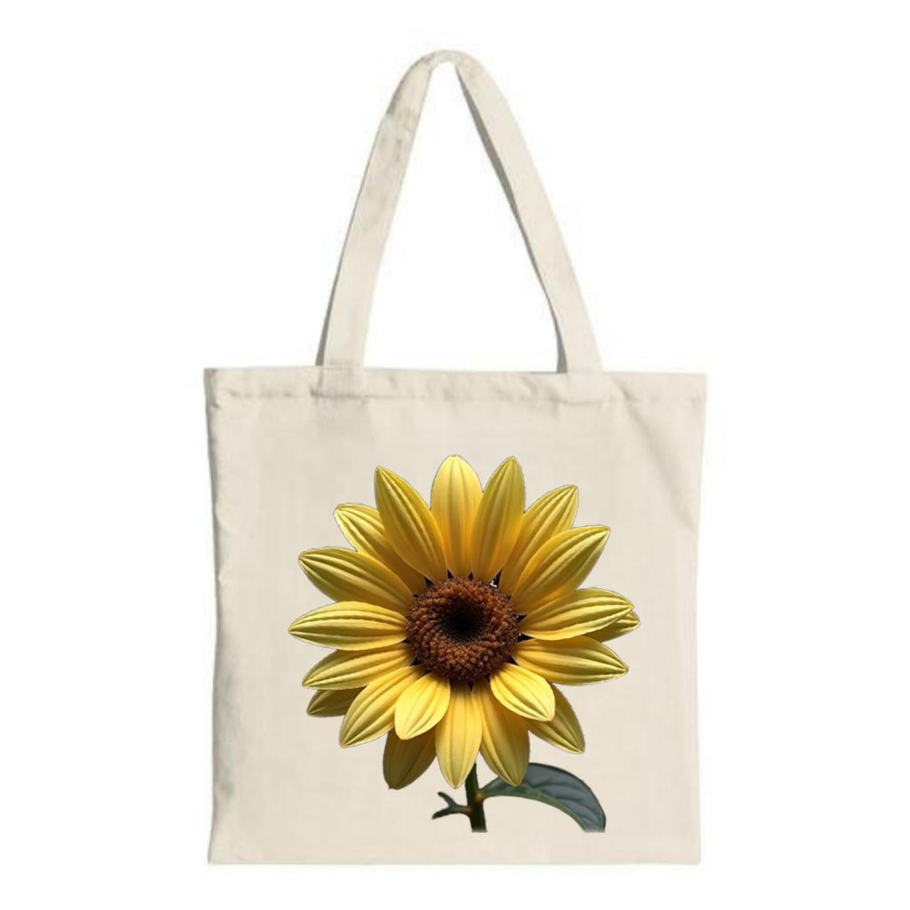 Vibrant Sunflower Canvas Tote Bag - Bright Yellow Floral Design on ...