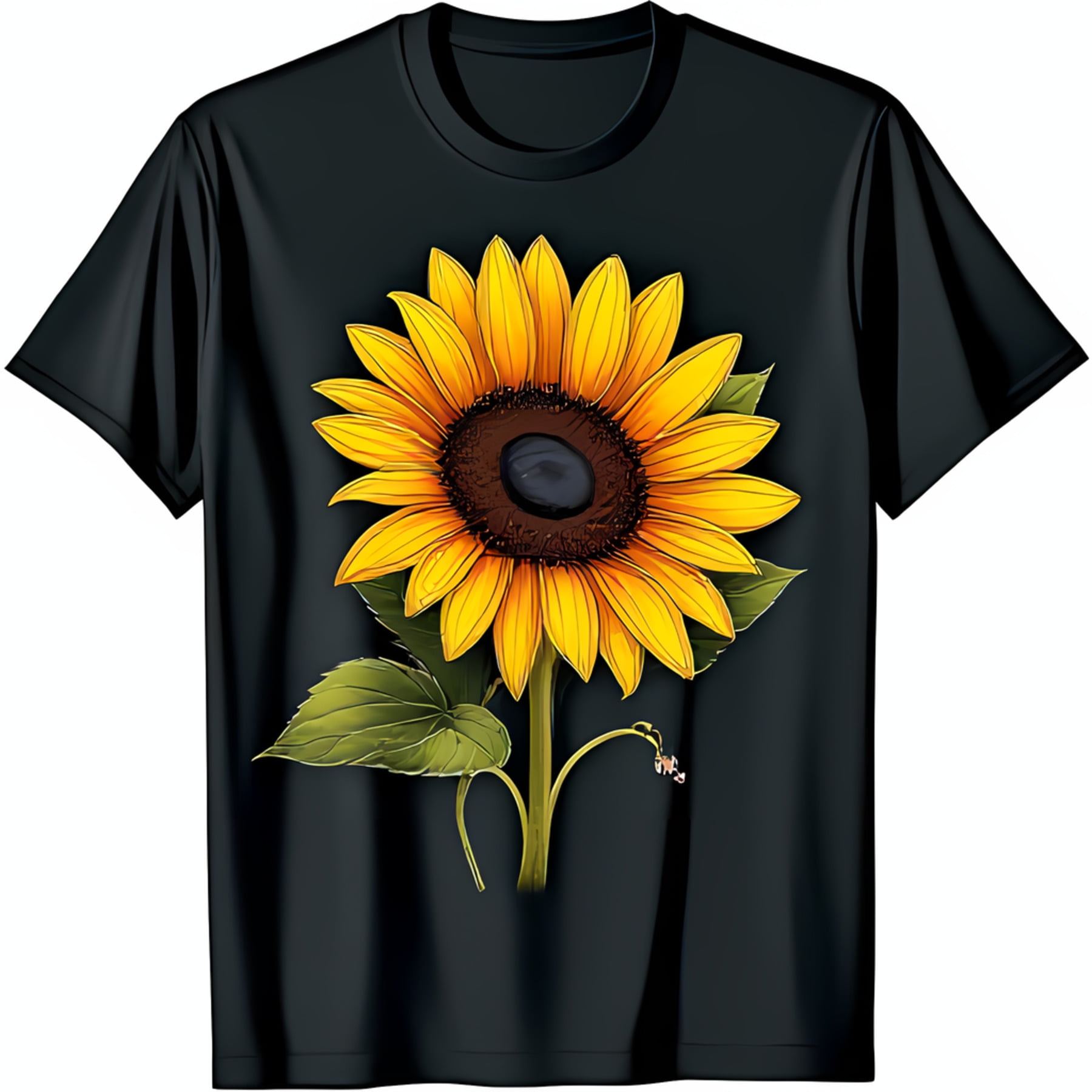 Vibrant Sunflower Graphic Black T-Shirt Summer Floral Design for ...