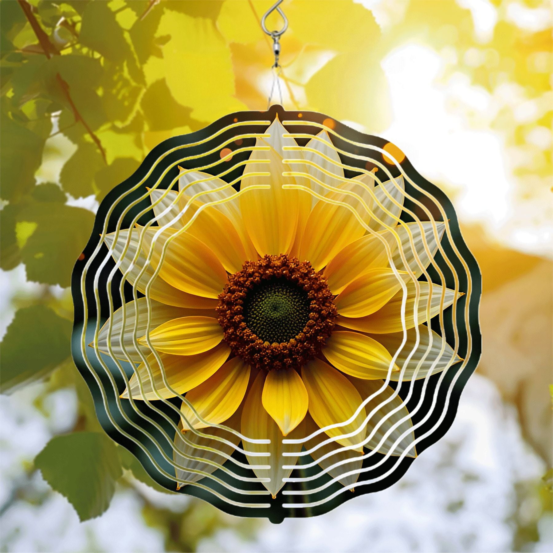 Vibrant Sunflower Metal Wind Spinner & Chime - Modern Ripple Design for ...