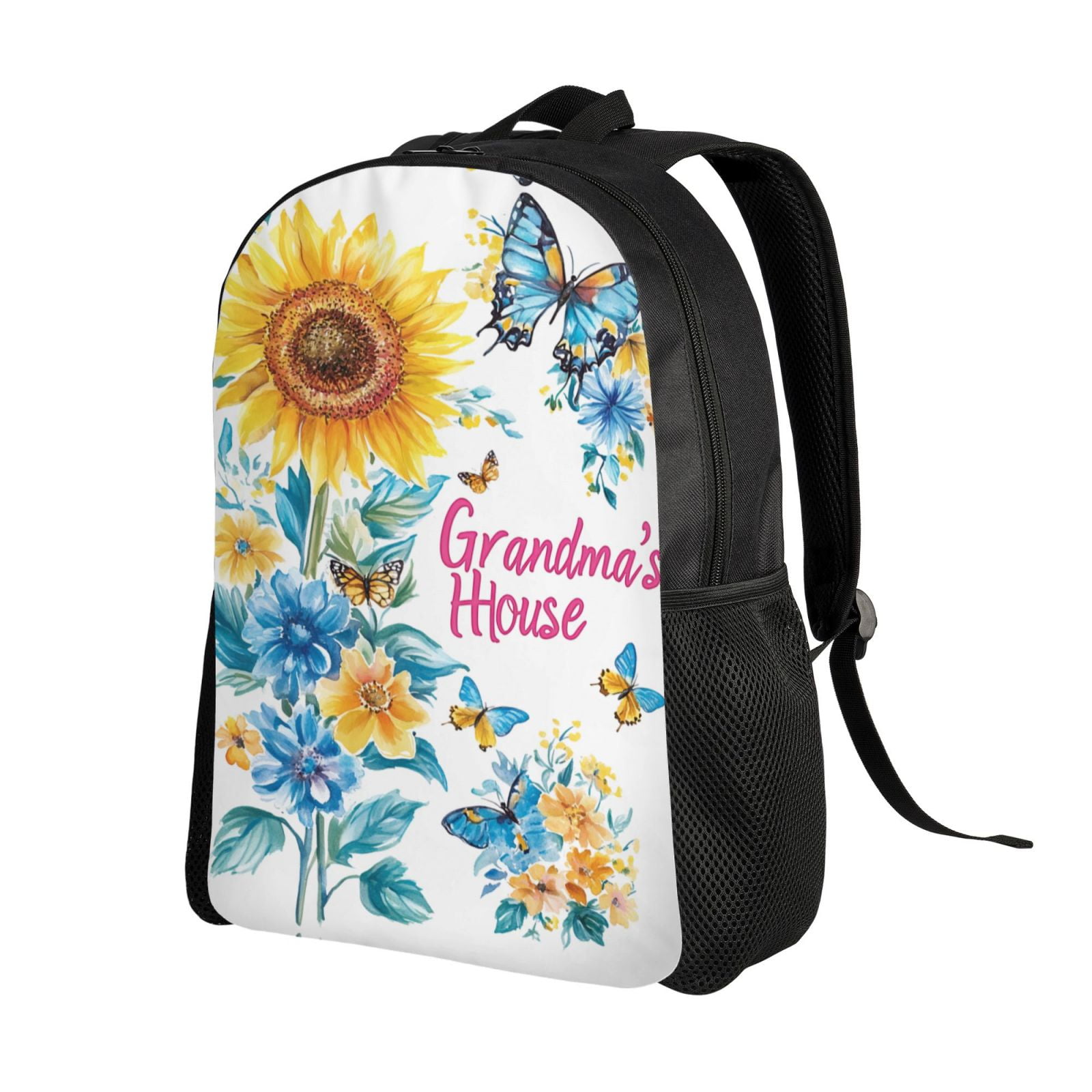Vibrant Sunflowers And Blue Butterfly Backpack Double Shoulder Backpack ...