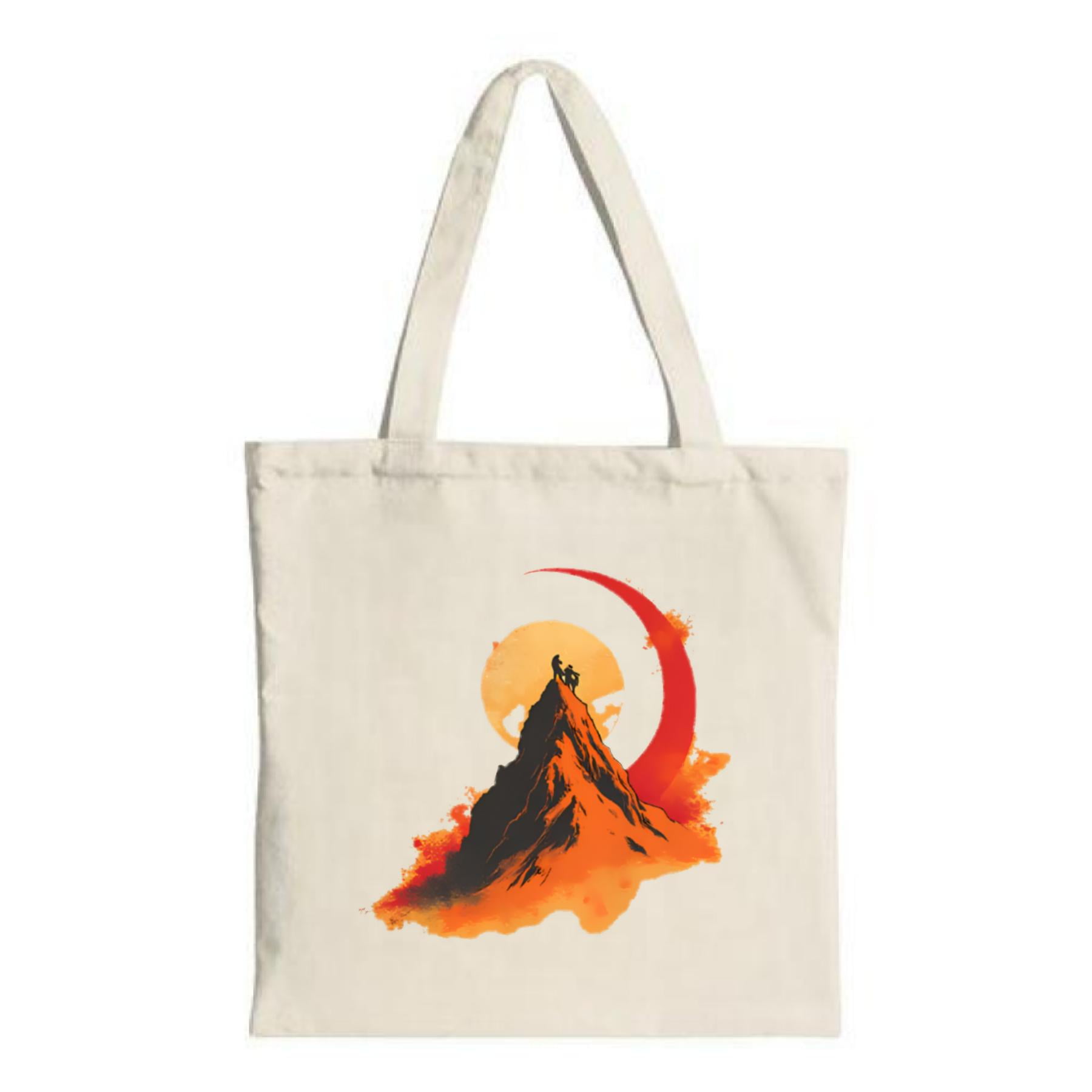 Vibrant Sunset Mountain Tote Bag - Canvas Multifunctional Reusable ...