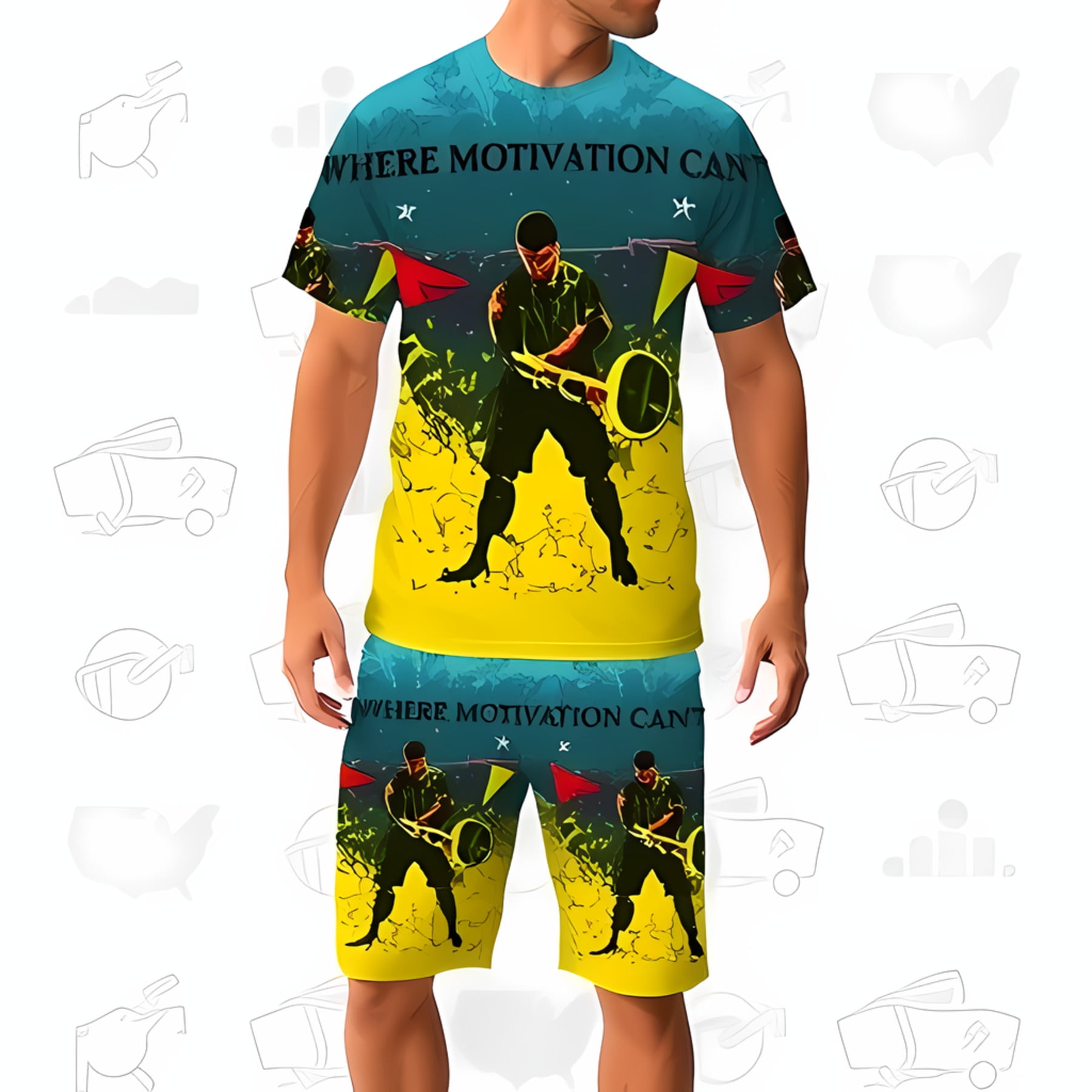 Vibrant Teal & Yellow Tracksuit Set - Bold Graphic Design with ...