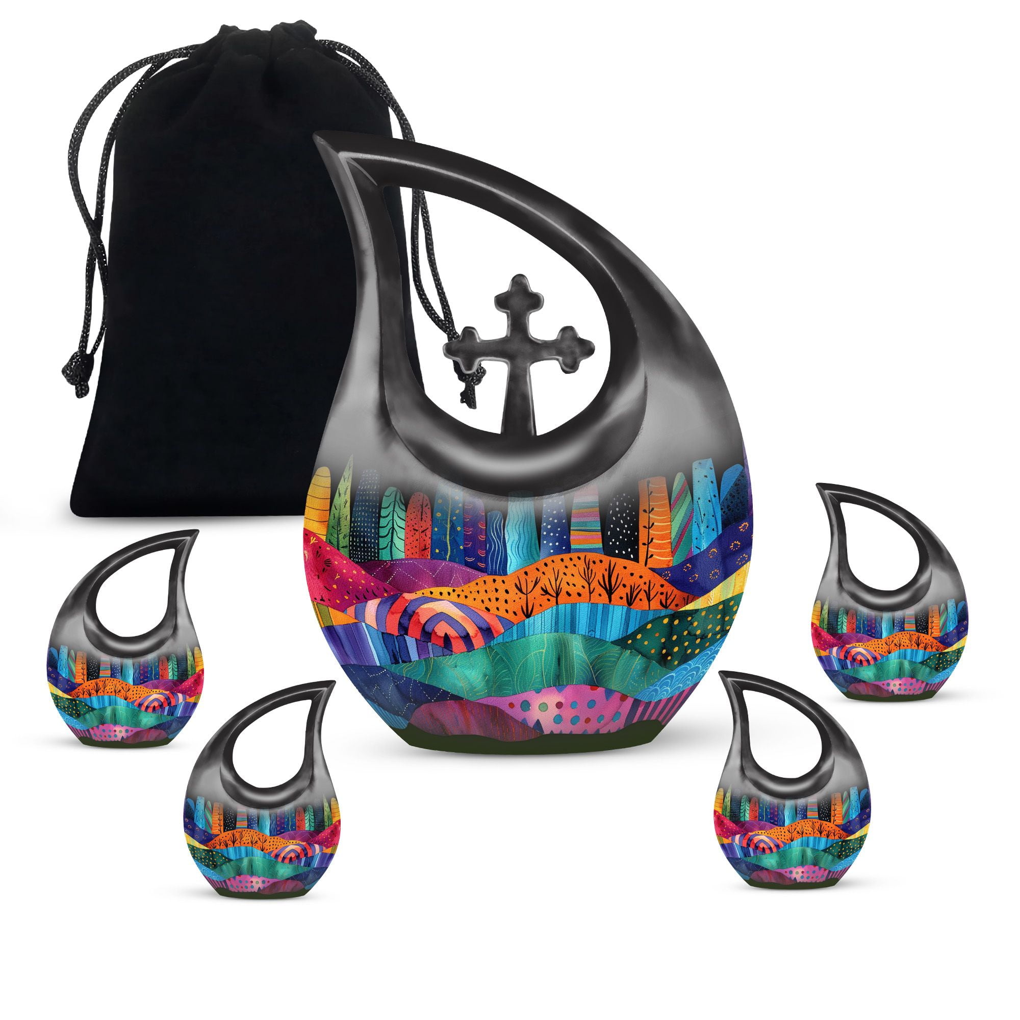 Vibrant Textile Landscape Urn - Urn For Human Ashes - Urn For Human ...