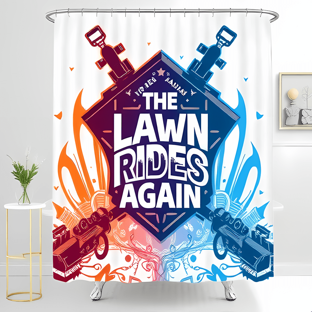 Vibrant "The Lawn Rides Again" Shower Curtain - Bold Graphic Design ...
