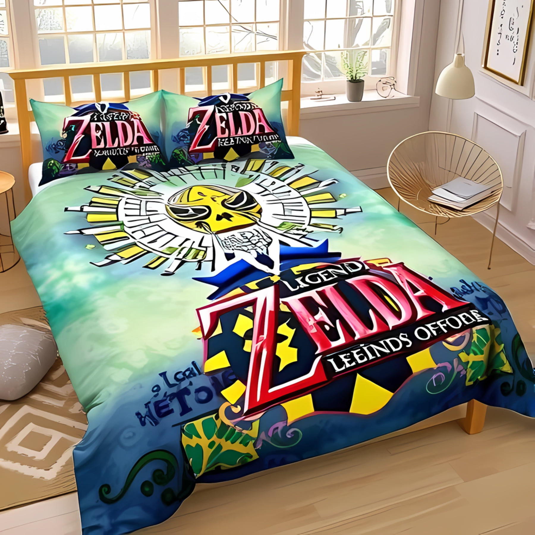 Vibrant Themed Comforter Set with Iconic Graphics & Matching Pillows ...