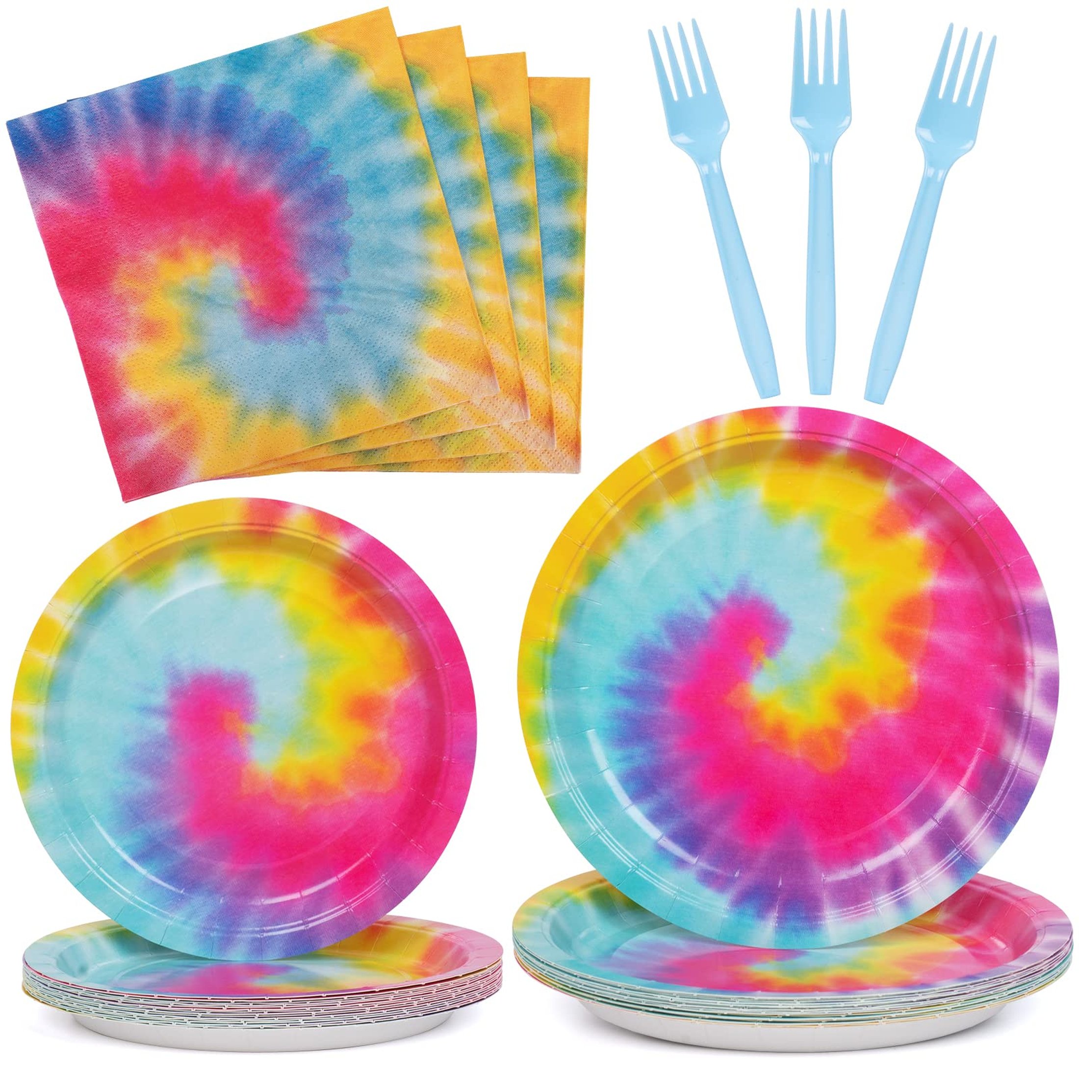 Vibrant Tie Dye Celebration Kit for 24 Guests, Complete with Colorful ...