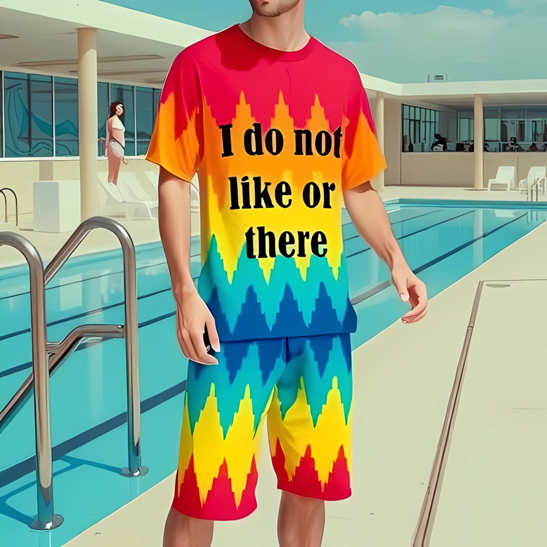 Vibrant Tie - Matching Short Set for Men - Bold Zig - Zag Pattern with ...