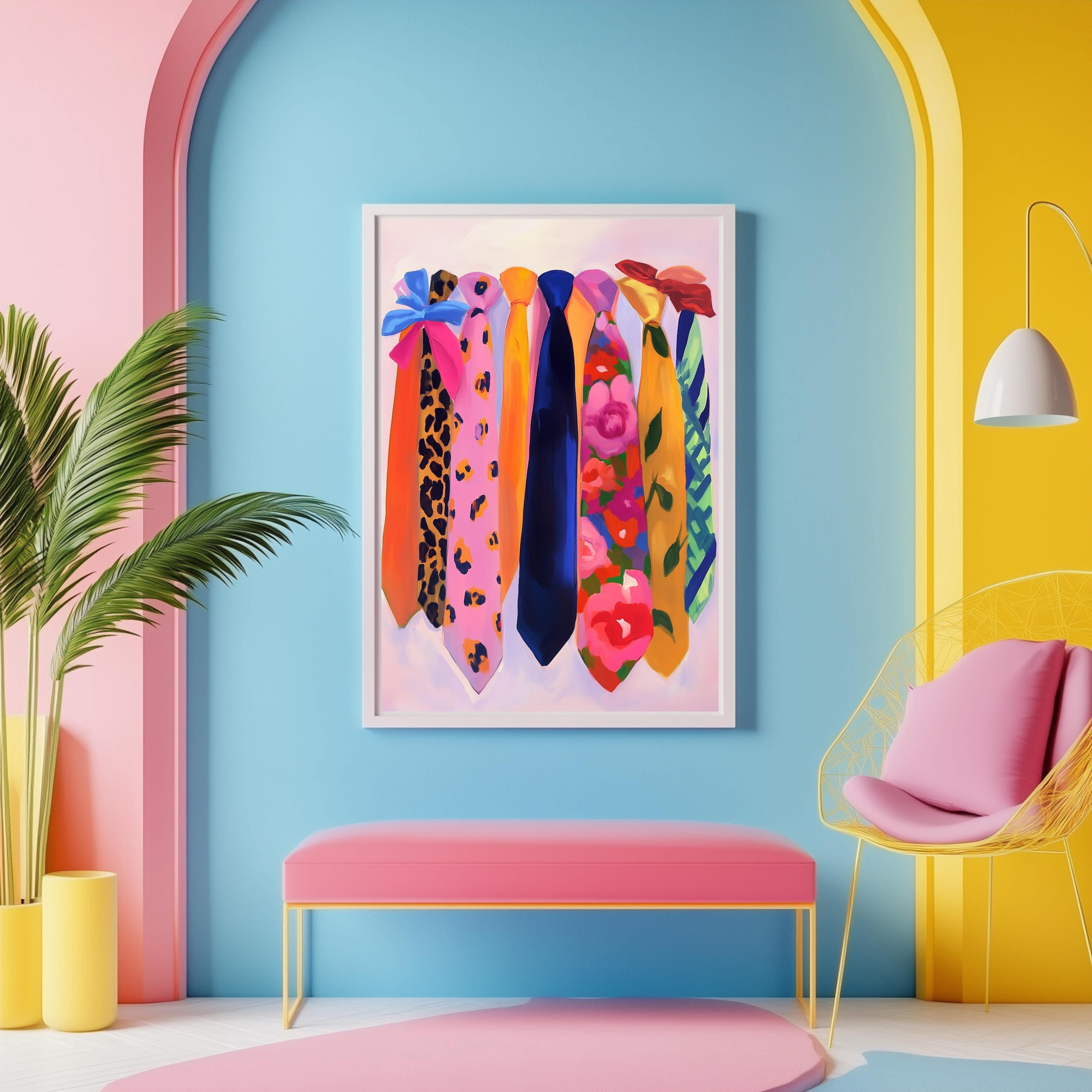 Vibrant Tie Wall Art Maximalist Floral Poster Colorful Girly Poster ...