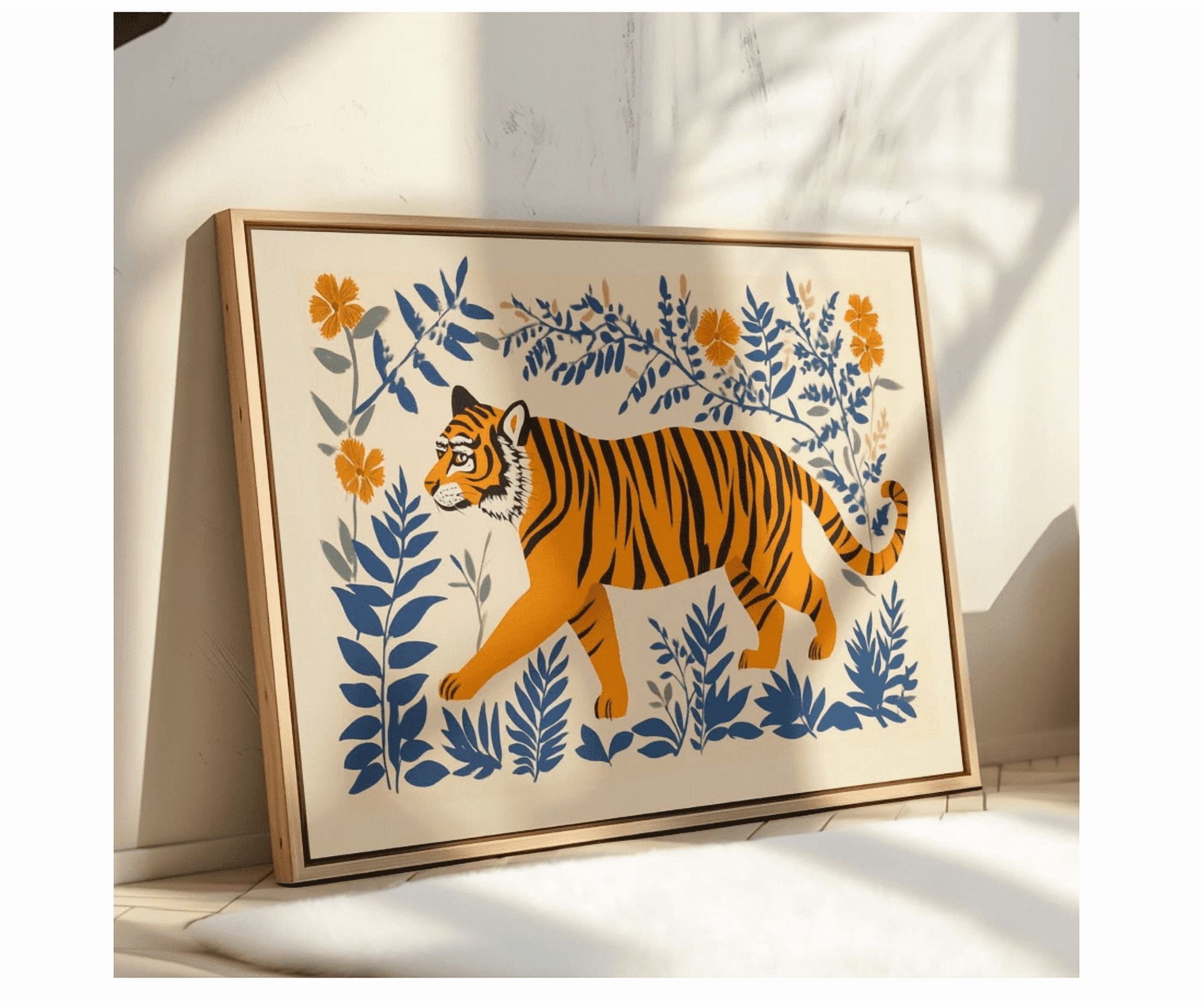 Vibrant Tiger Art Print Jungle Animal Modern Wildlife Decor Bold ...