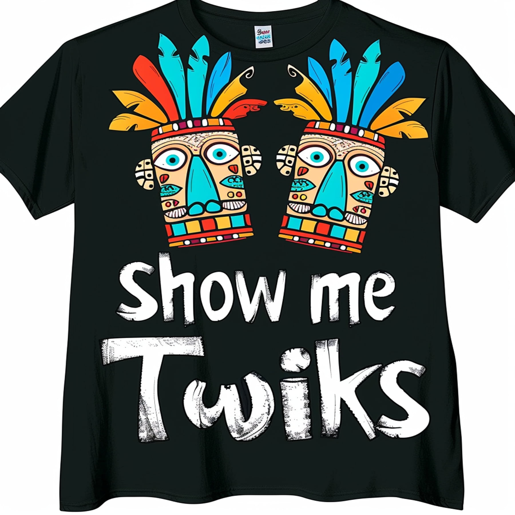 Vibrant Tiki Heads Black T Shirt Show me your T?iks Tropical Design ...
