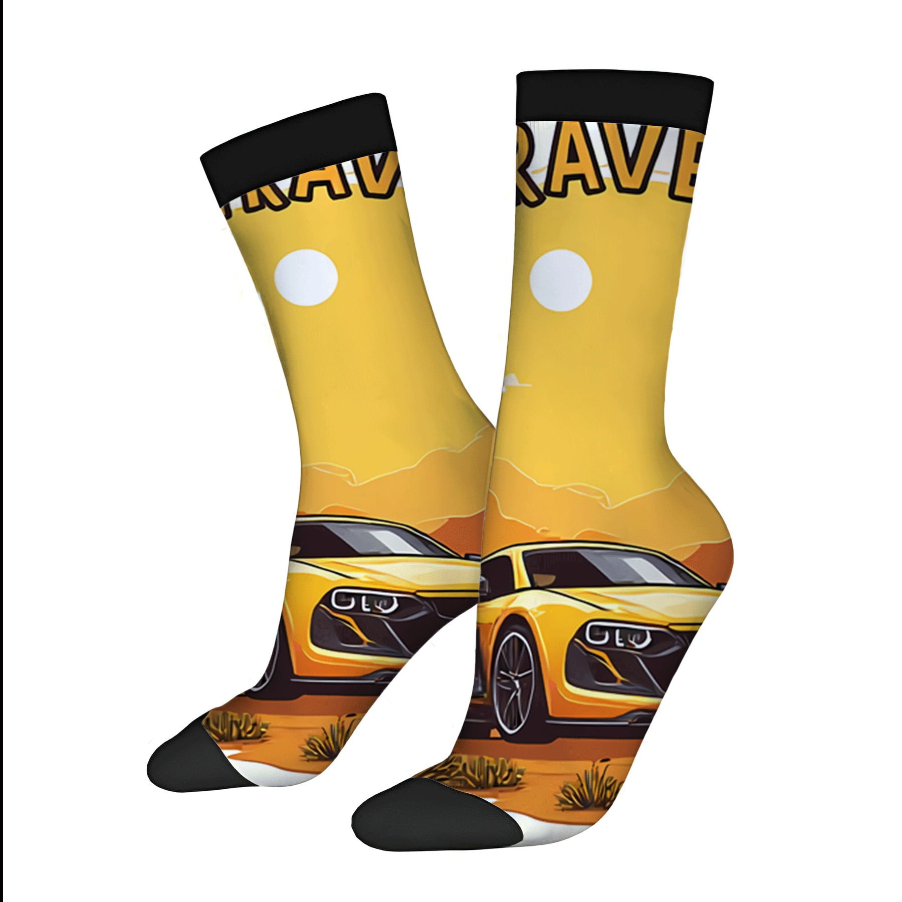 Vibrant Travel Socks 2 Pairs of Unisex Trendy Socks with Bright Yellow ...