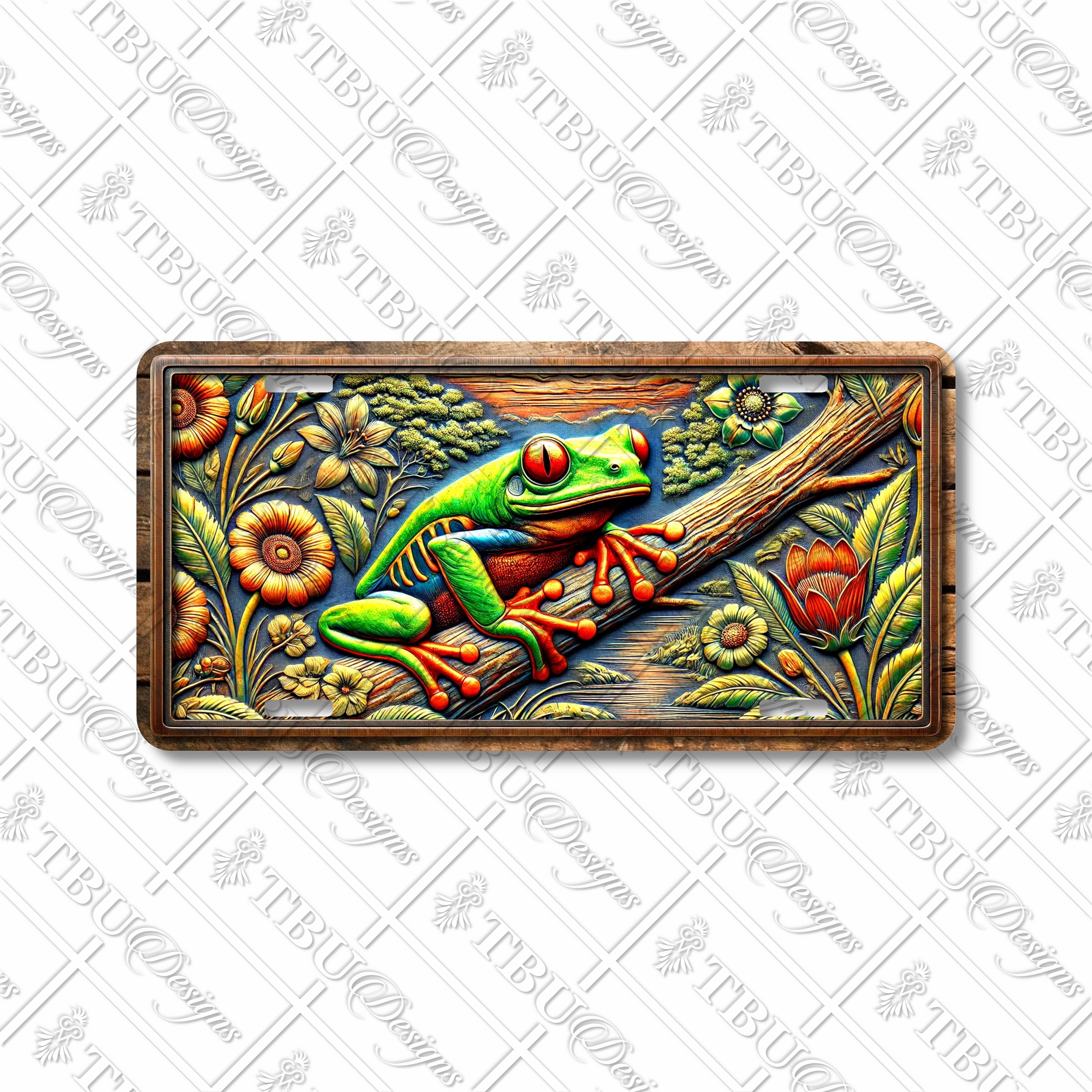 Vibrant Tree Frog License Plate – Tropical Rainforest Wildlife Art for ...