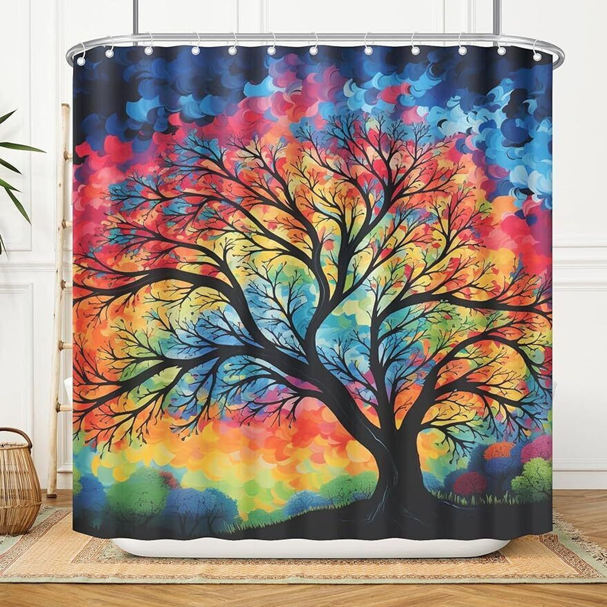 Vibrant Tree Shower Curtain - Nature-Inspired Artwork for a Stylish ...