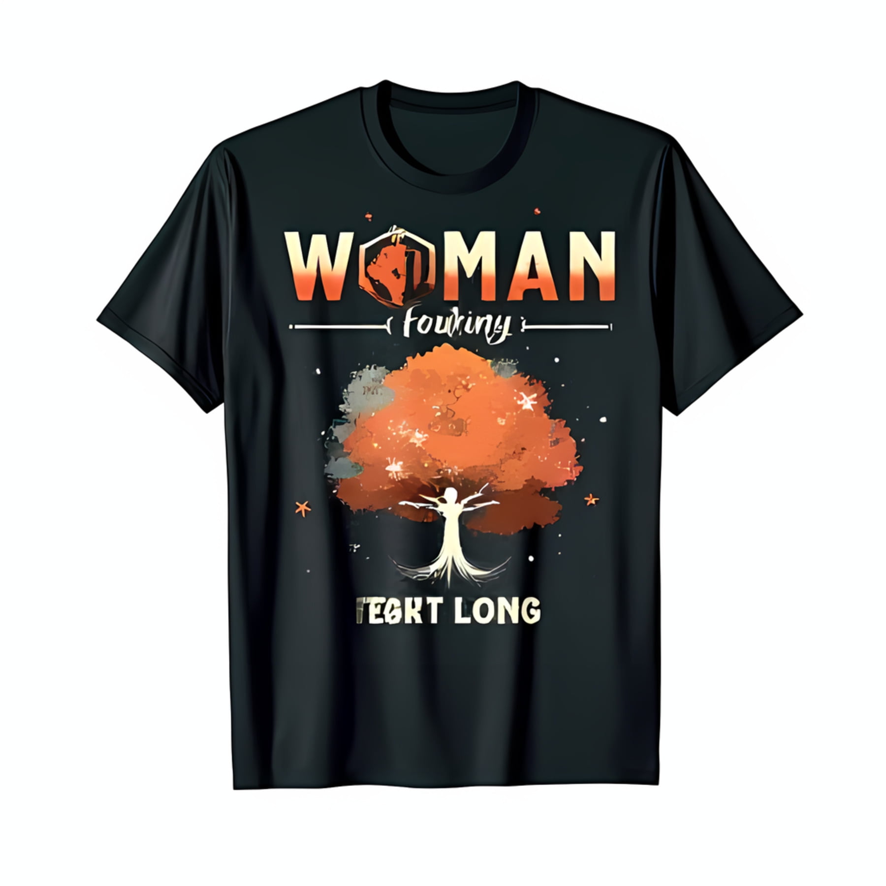 Vibrant Tree T-Shirt Bold WOMAN Design on Black Tee Strength ...