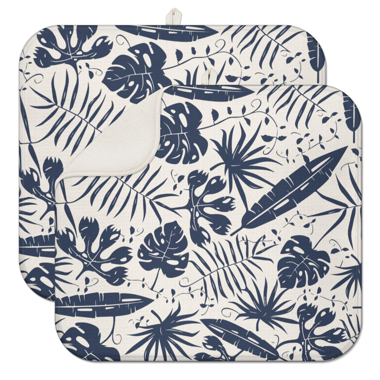 Vibrant Tropical Floral Dish Drying Mat – Hawaiian Botanical Print with ...