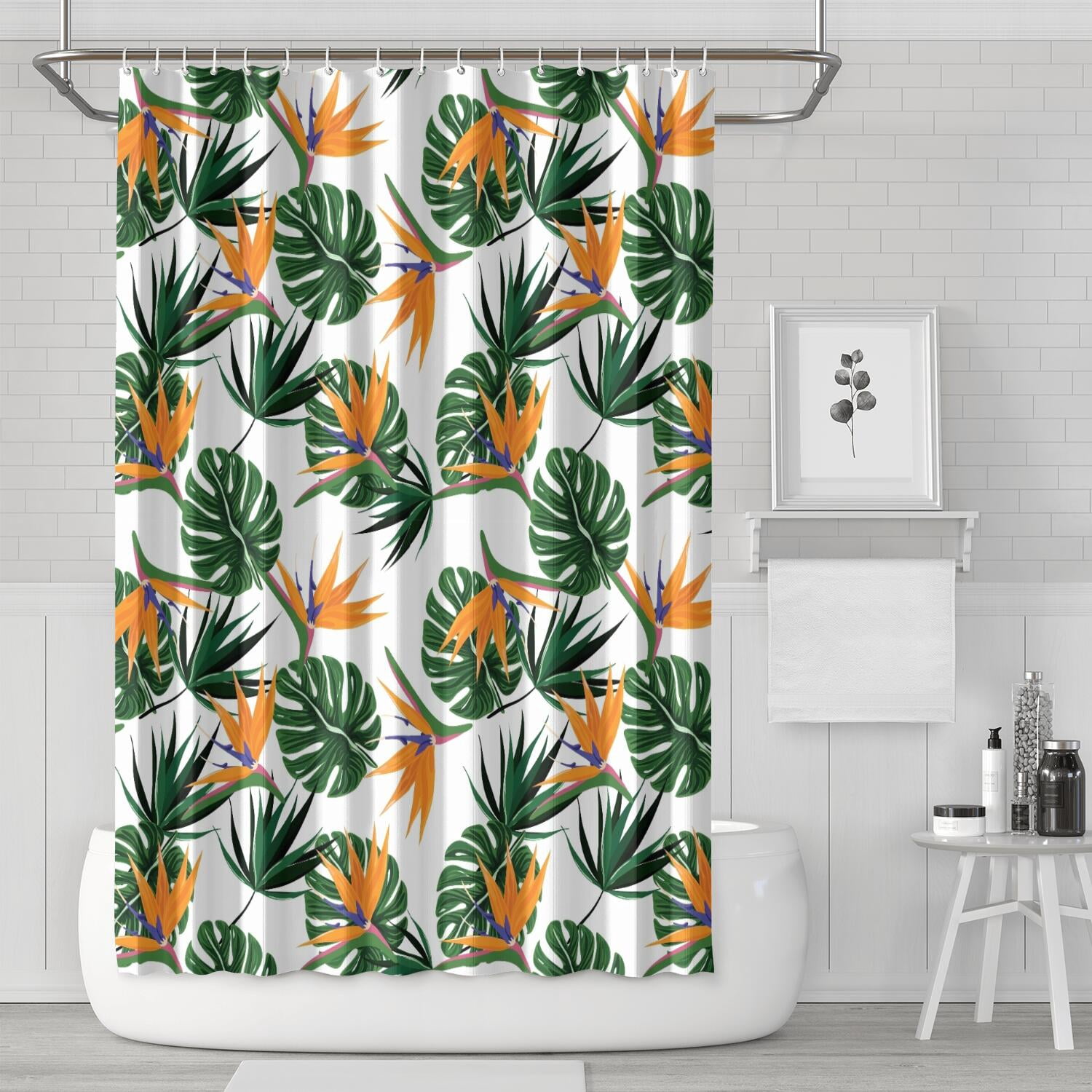 Vibrant Tropical Floral Shower Curtain 72x72, Featuring Exotic Floral ...