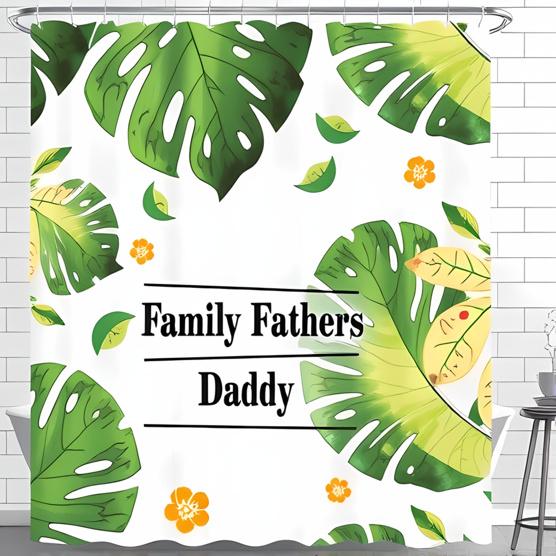 Vibrant Tropical Leaves Shower Curtain with Cheerful Orange Blossoms ...
