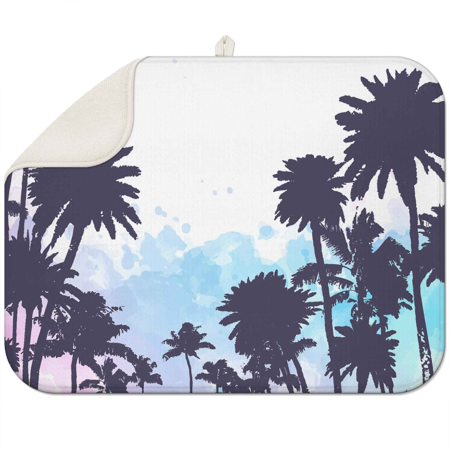 Vibrant Tropical Palm Trees Dish Drying Mat – Ocean Sunset and ...