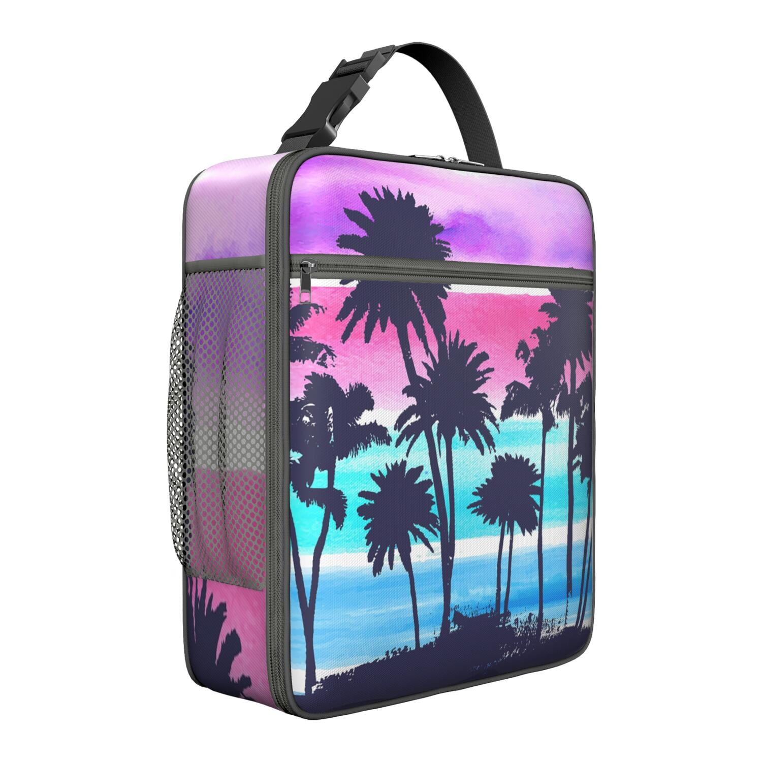 Vibrant Tropical Paradise Boho Insulated Lunch Bag Tropical Palm Trees ...