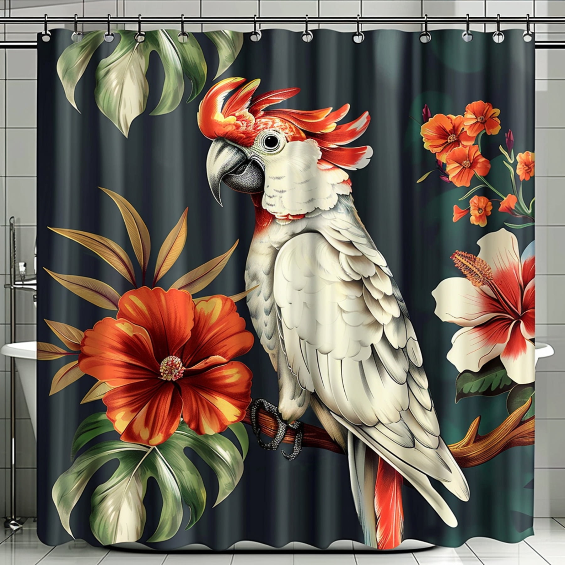 Vibrant Tropical Rainforest Parrot And Cockatoo Shower Curtain Bring