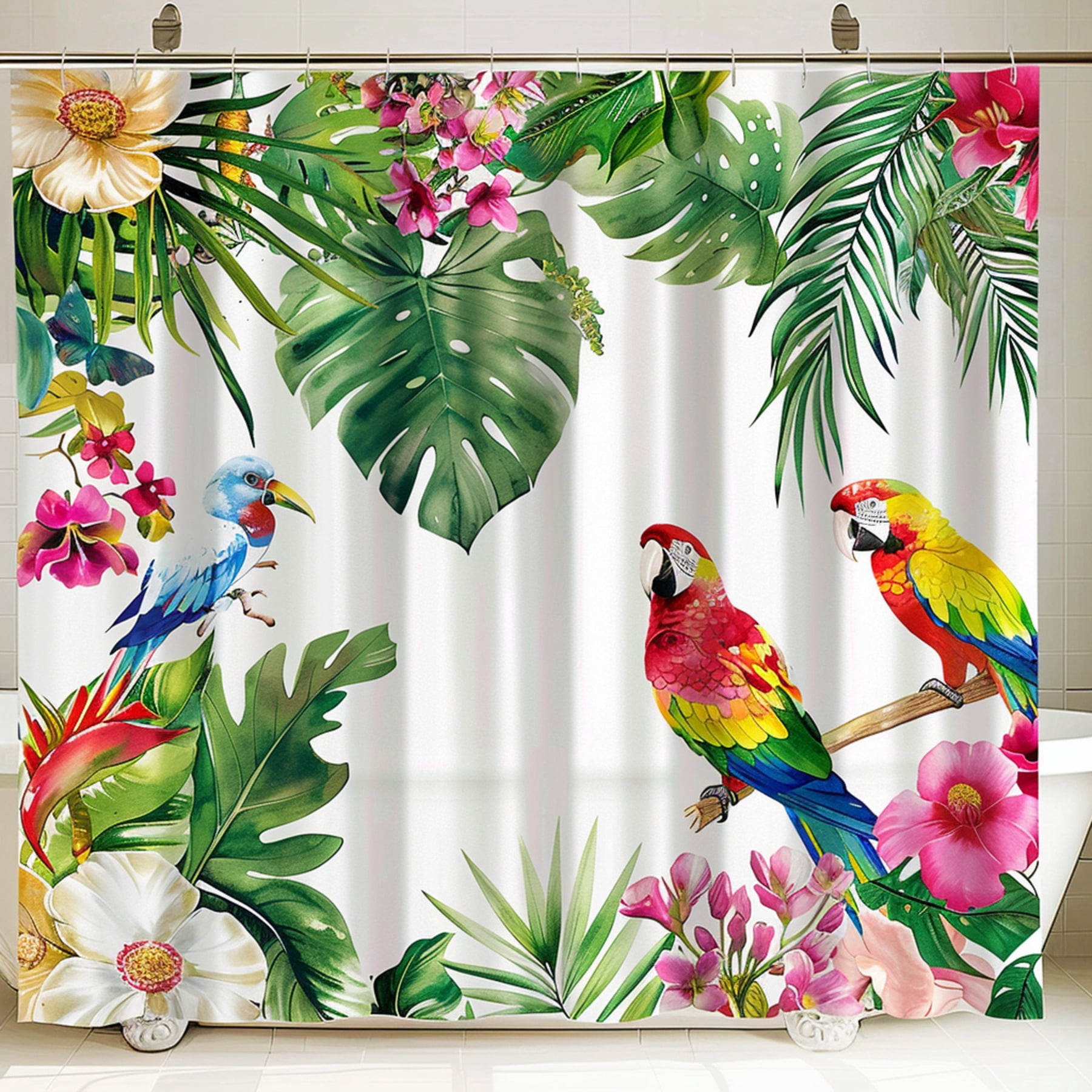 Vibrant Tropical Rainforest Shower Curtain: Lush Greenery Exotic ...