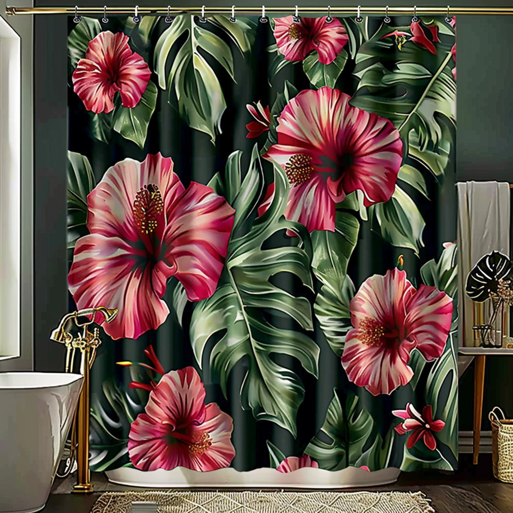 Vibrant Tropical Shower Curtain Set Bring The Beauty Of A Rainforest