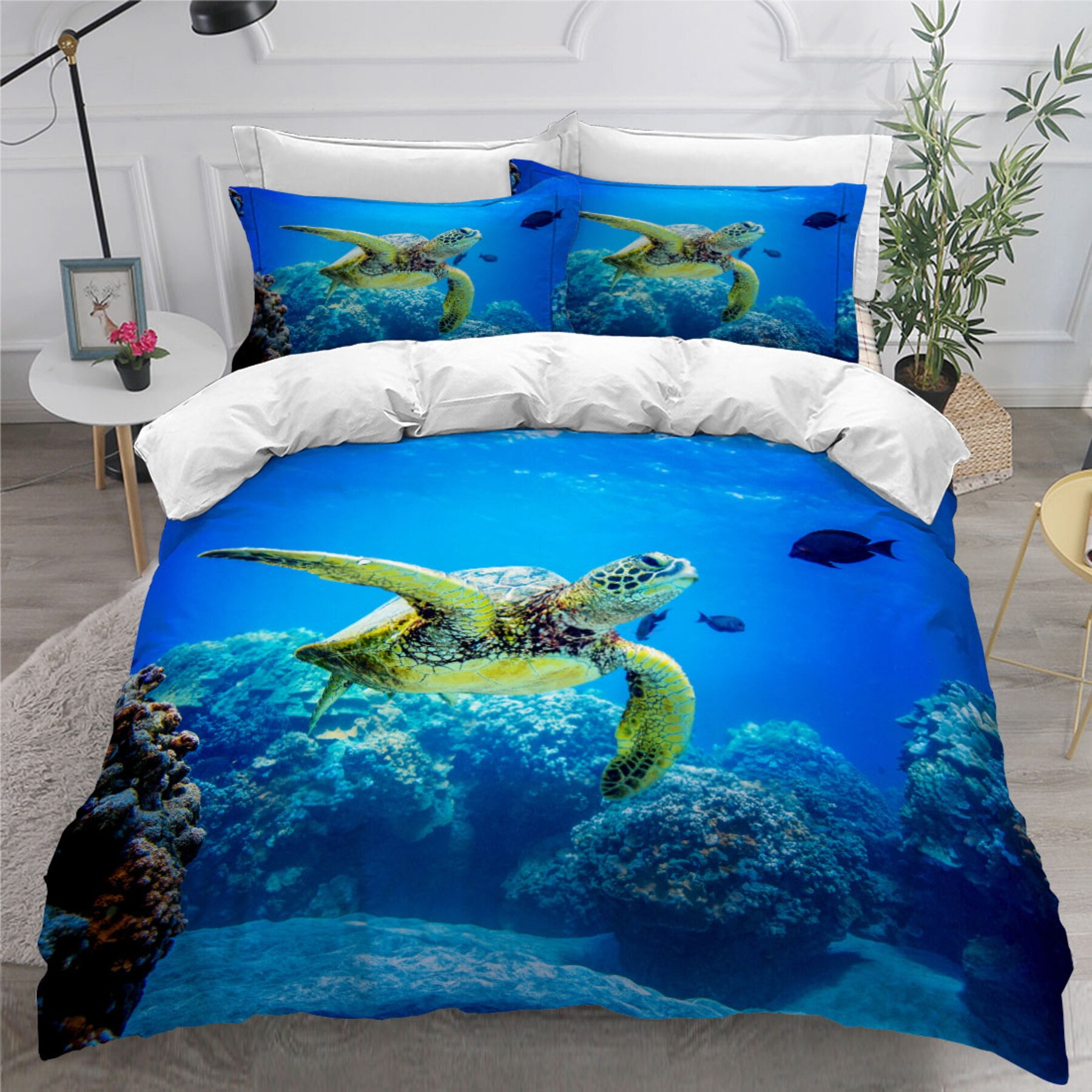 Vibrant Underwater Bedding Set with Majestic & Colorful Coral Reefs ...