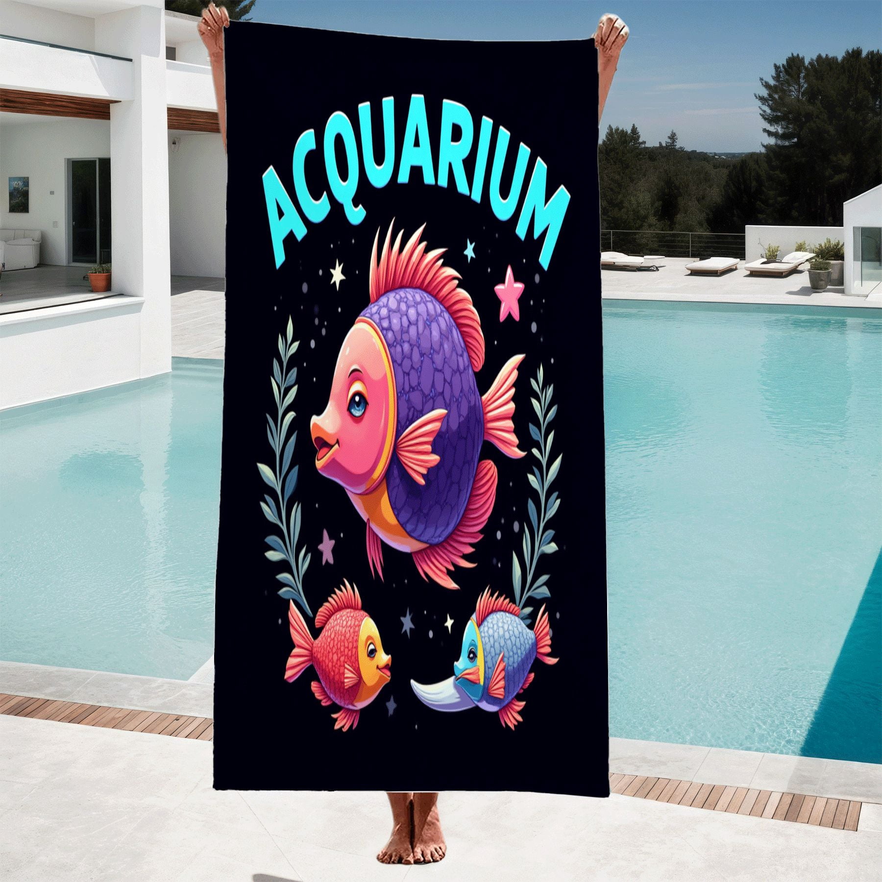 Vibrant Underwater Scene Beach Towel - Colorful Fish Design with ...