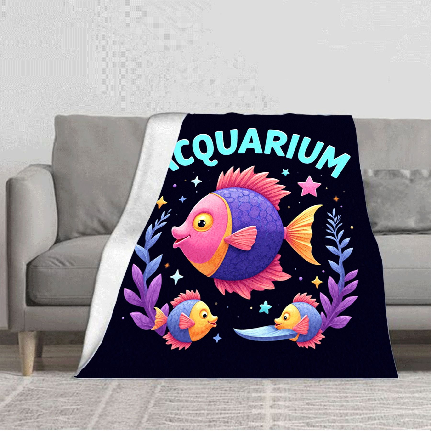 Vibrant Underwater Scene Flannel Blanket - Soft Cozy Throw for Sofa ...