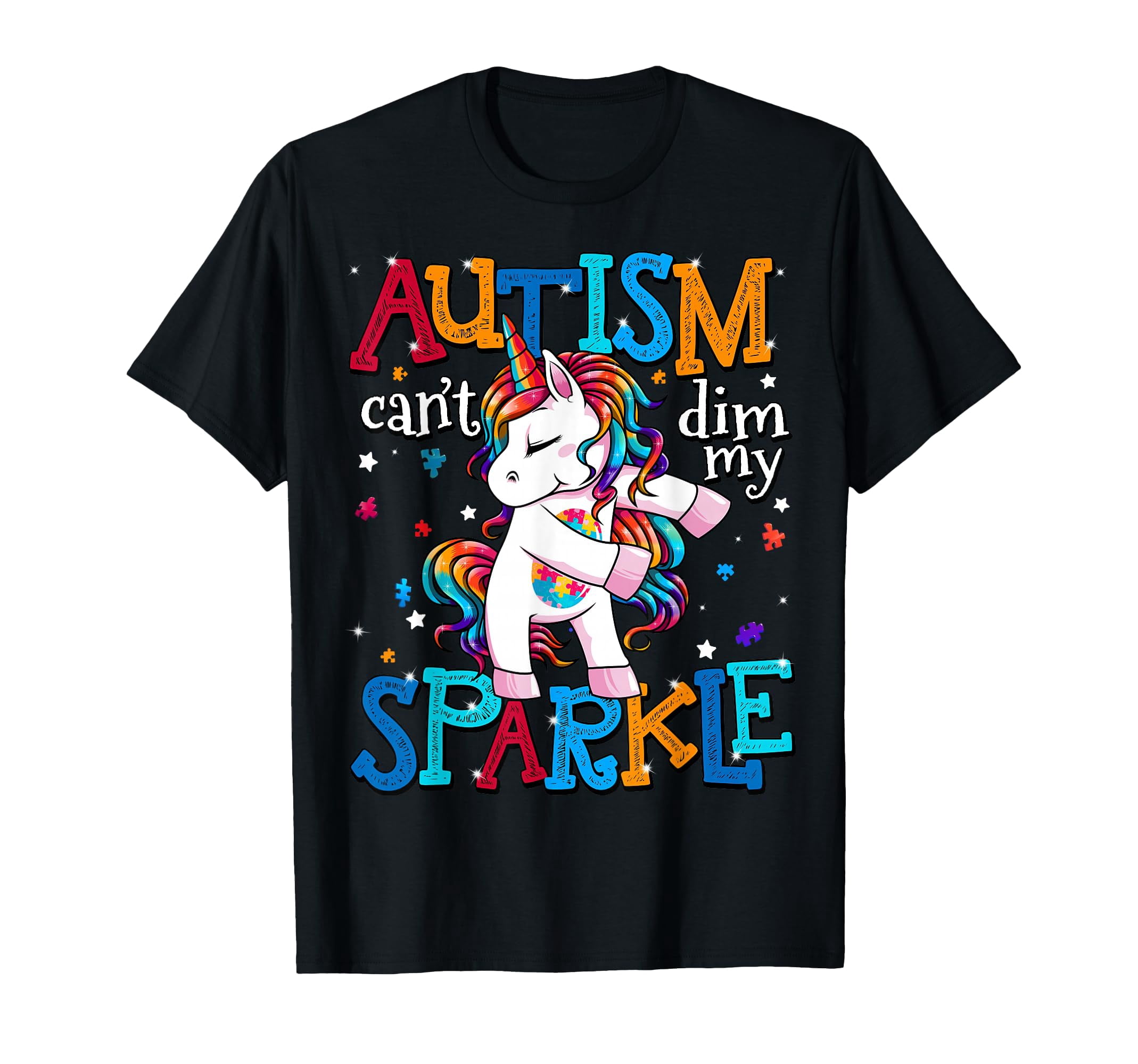 Vibrant Unicorn Graphic T-Shirt for Autism Awareness - "AUTISM can't ...