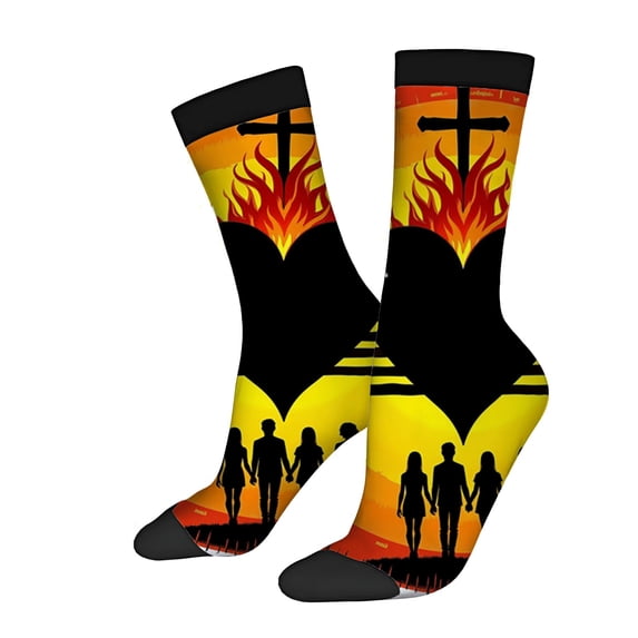 Vibrant Unisex Socks - 2 Pairs with Black Heart Flames Cross ...