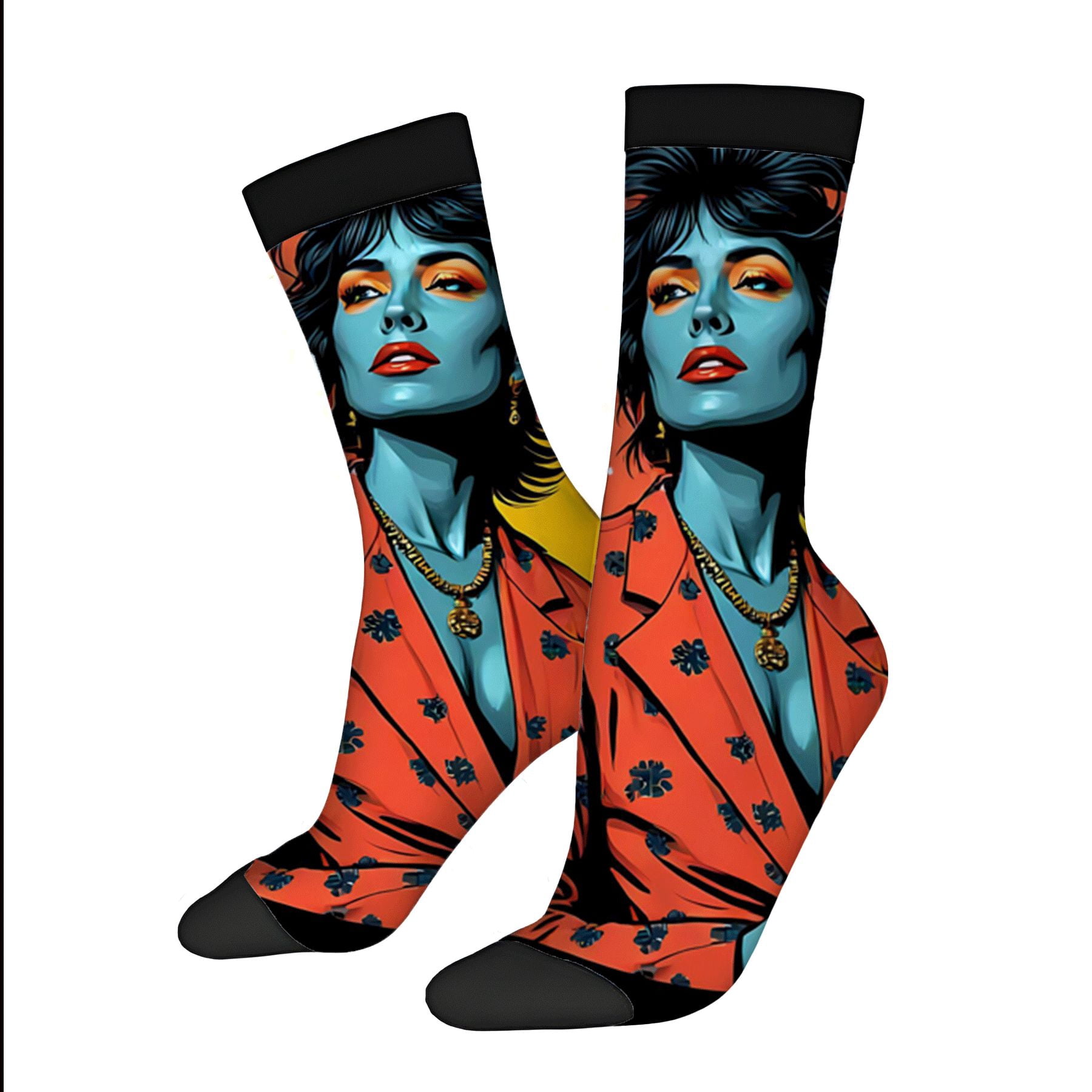 Vibrant Unisex Socks - 2 Pairs with Bold Blue Character Design Red ...