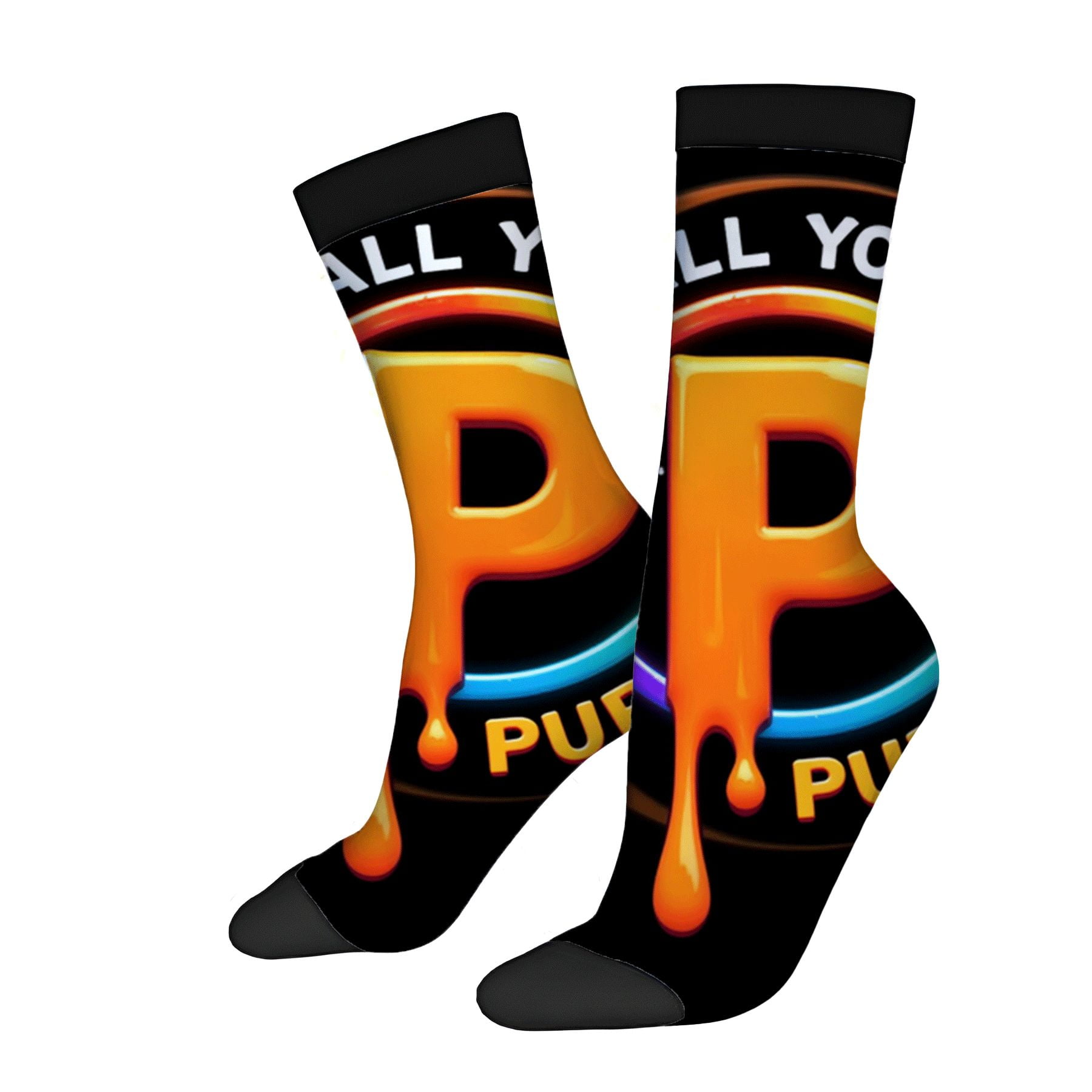 Vibrant Unisex Socks - 2 Pairs with Bold ' P ' Design Dripping Effect ...