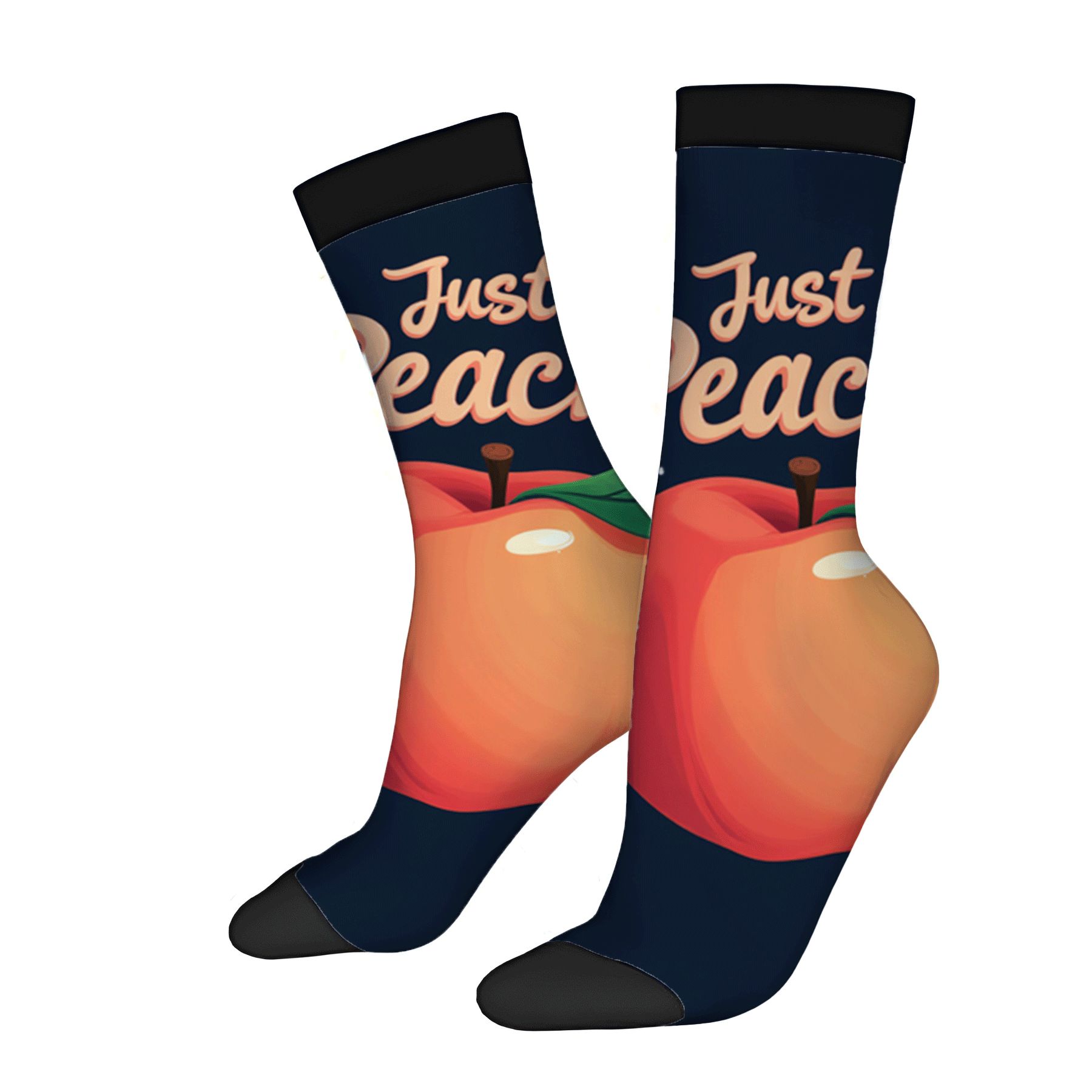 Vibrant Unisex Socks - 2 Pairs with ' Just Peac ' in Cursive Peach ...
