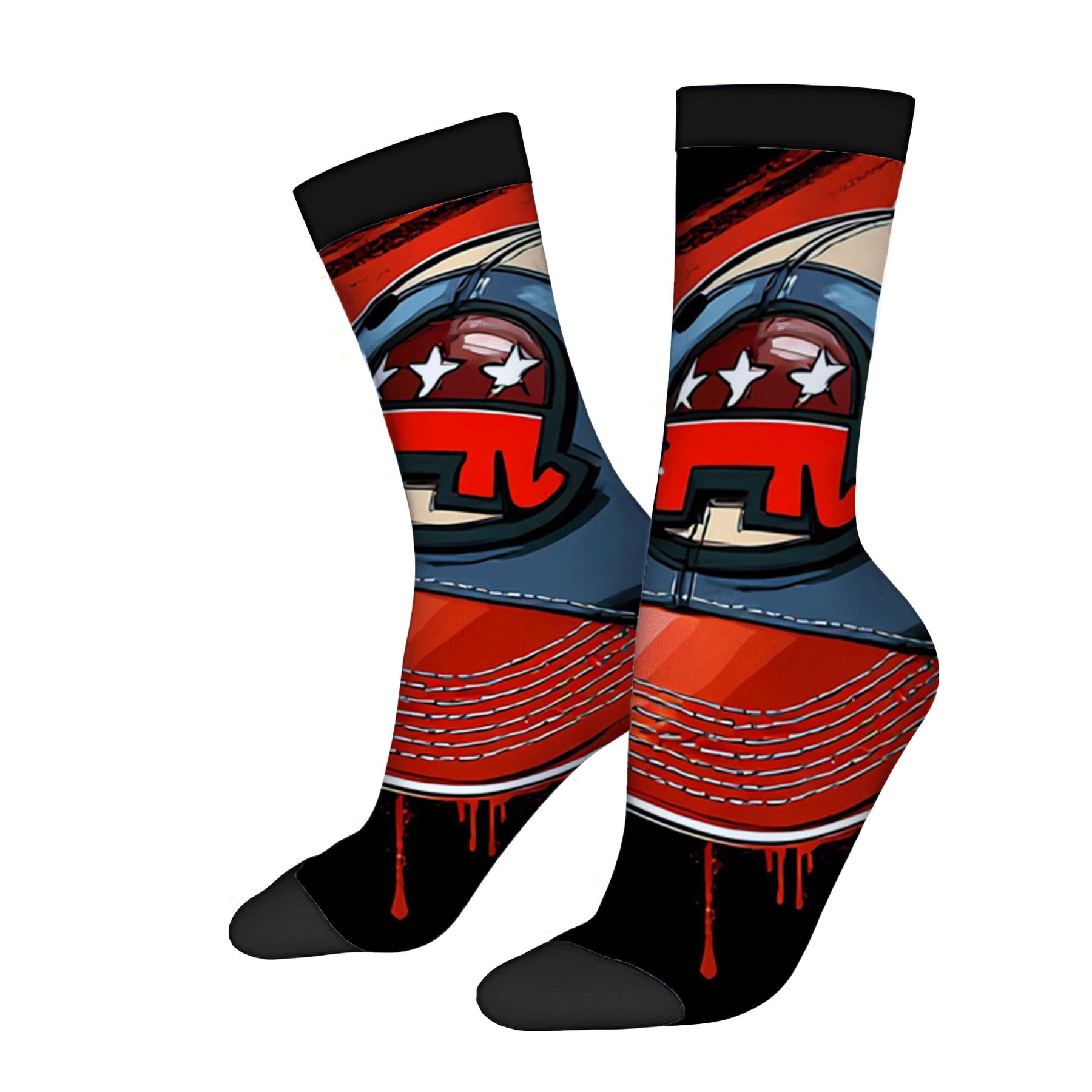 Vibrant Unisex Trendy Socks - 2 Pairs with Bold Red & Blue Mask Design ...