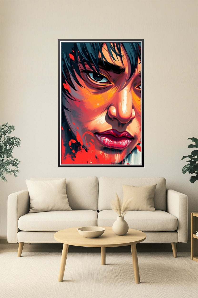 Vibrant Urban Portrait Art Poster – Bold Street Style Face Illustration ...