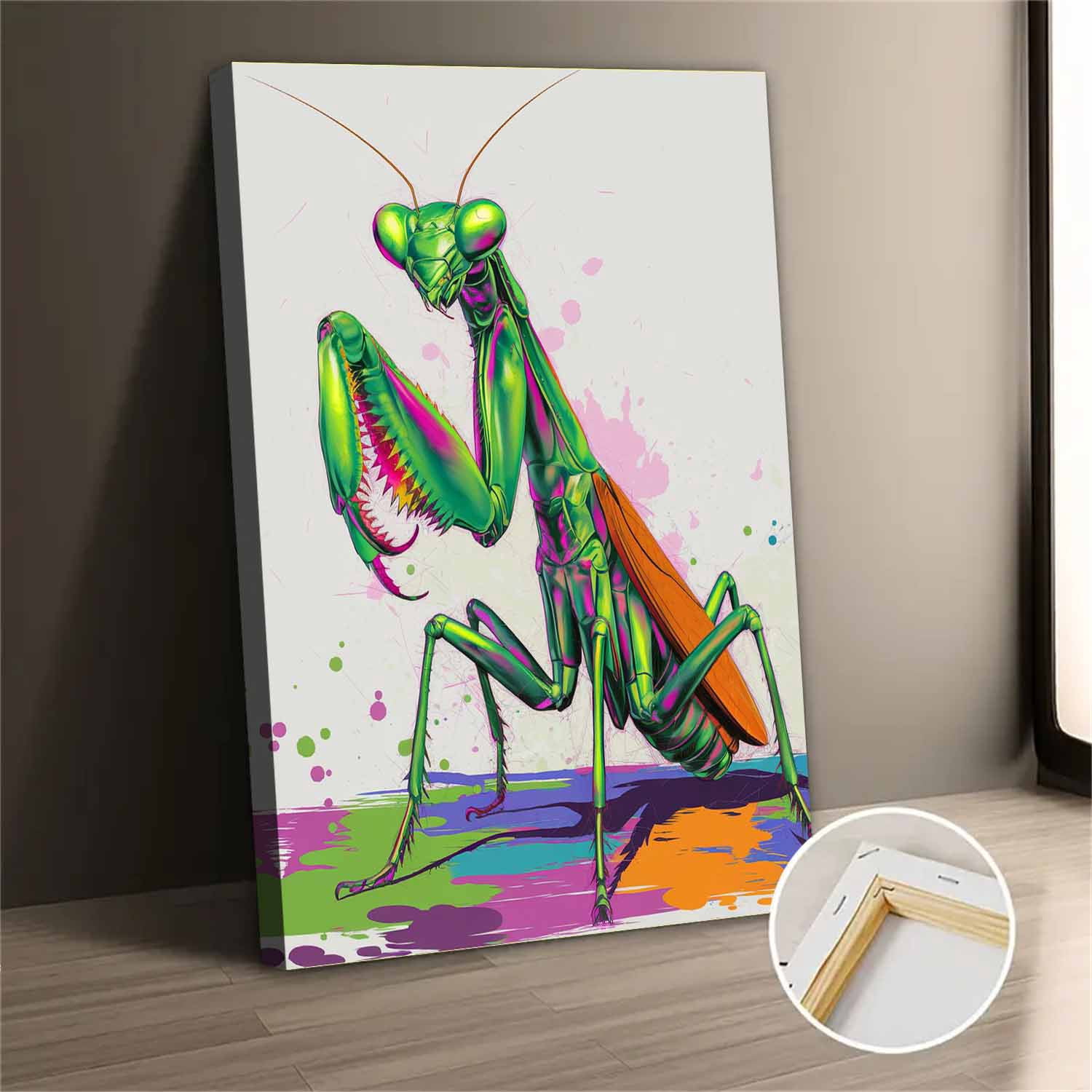 Vibrant Vintage Praying Mantis Canvas Wall Art Print for Bedroom Living ...