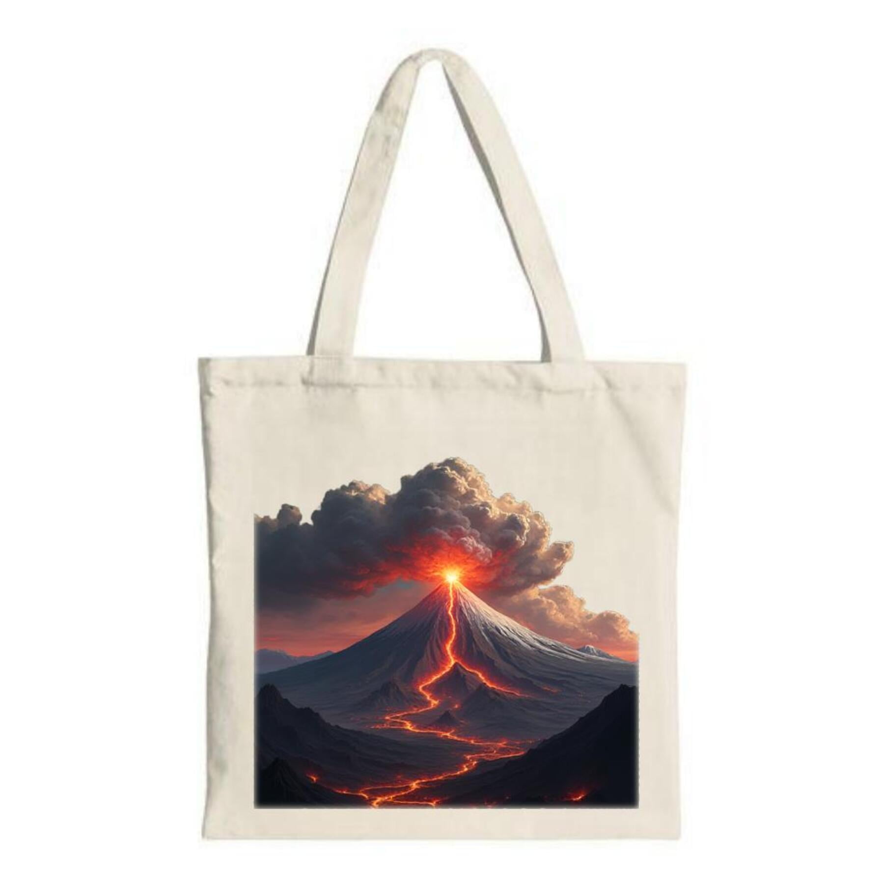Vibrant Volcano Eruption Canvas Tote Bag - Multifunctional Reusable ...