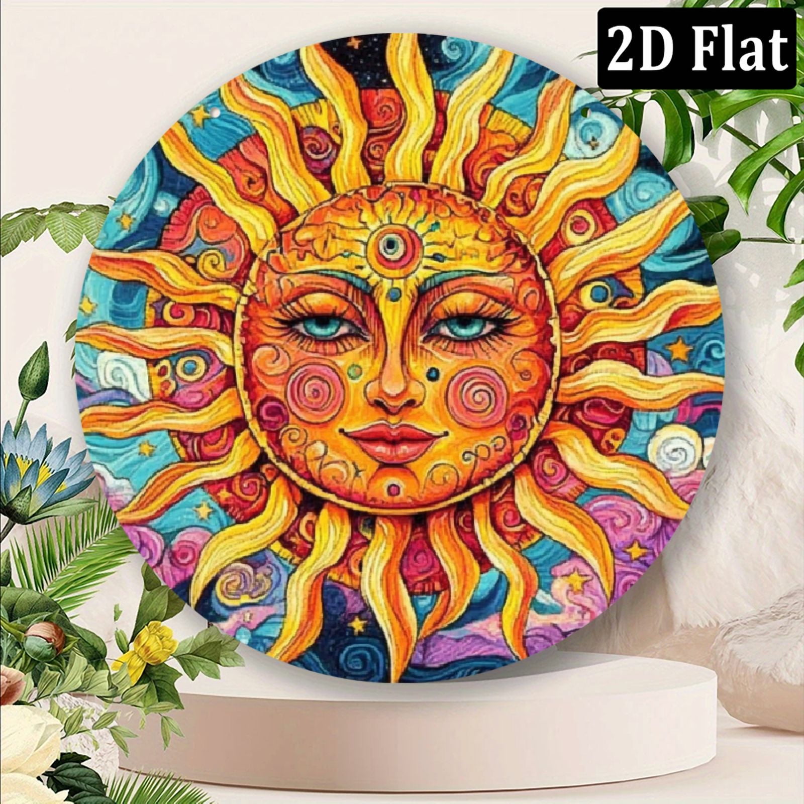 [Vibrant Wall Art] 8_ Round Vibrant Bohemian Sun Metal Wall Art ...