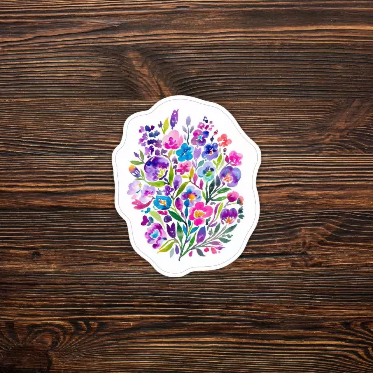Vibrant Watercolor Floral Bouquet Sticker - Colorful Flower Arrangement ...