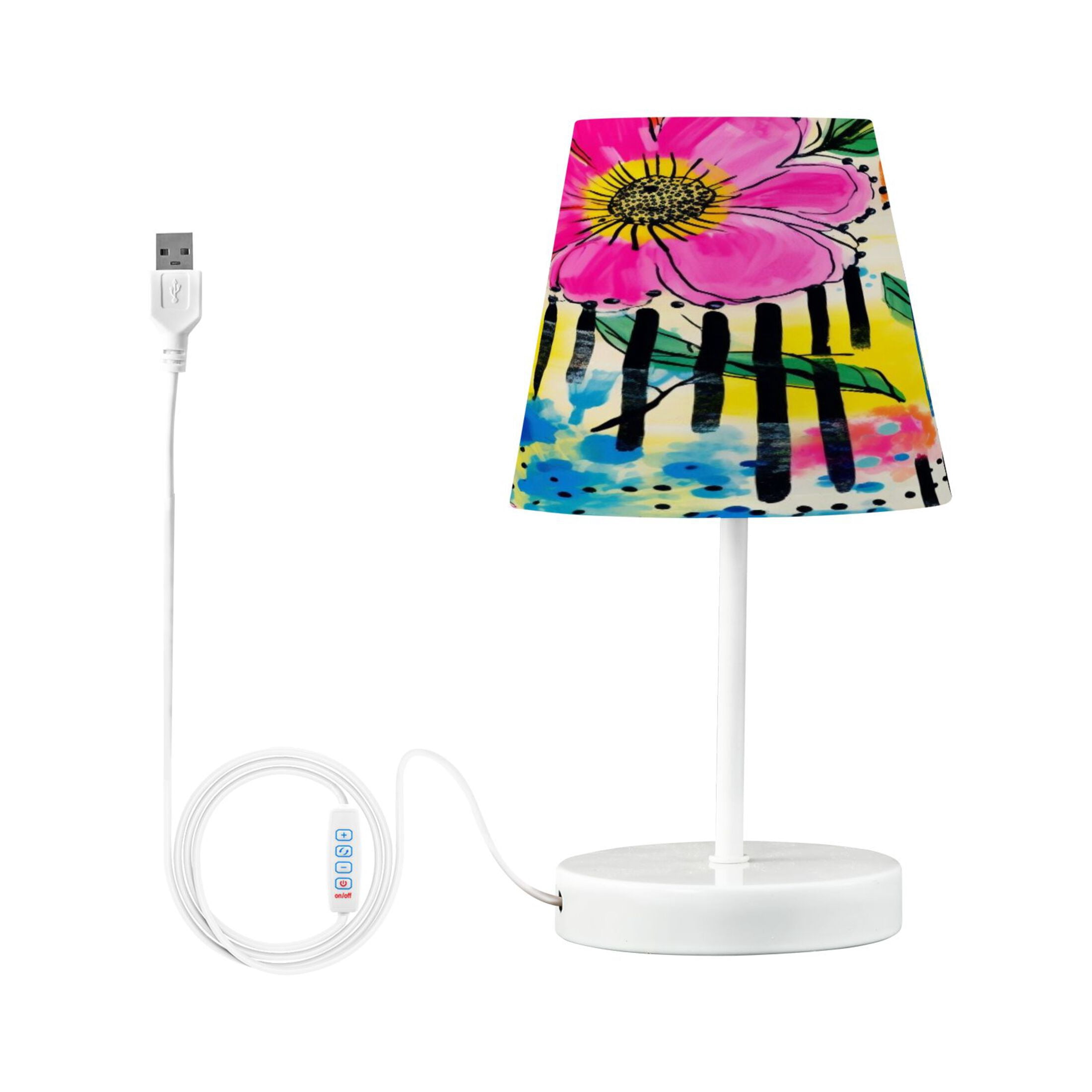 Vibrant Watercolor Flower Desk Lamp LED Table Nightstand Lamps with 3 ...